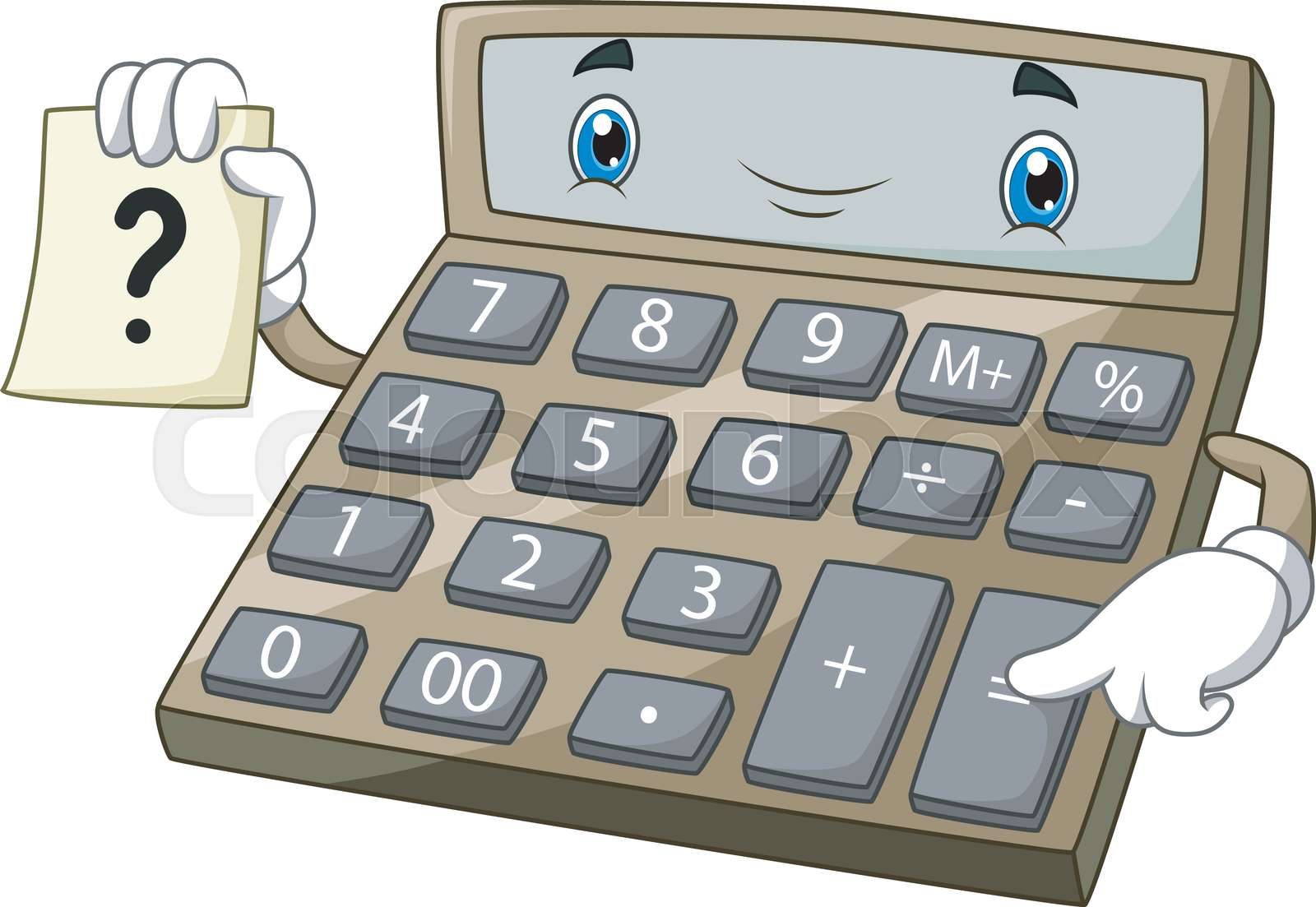 Cartoon funny calculator with paper | Stock vector | Colourbox