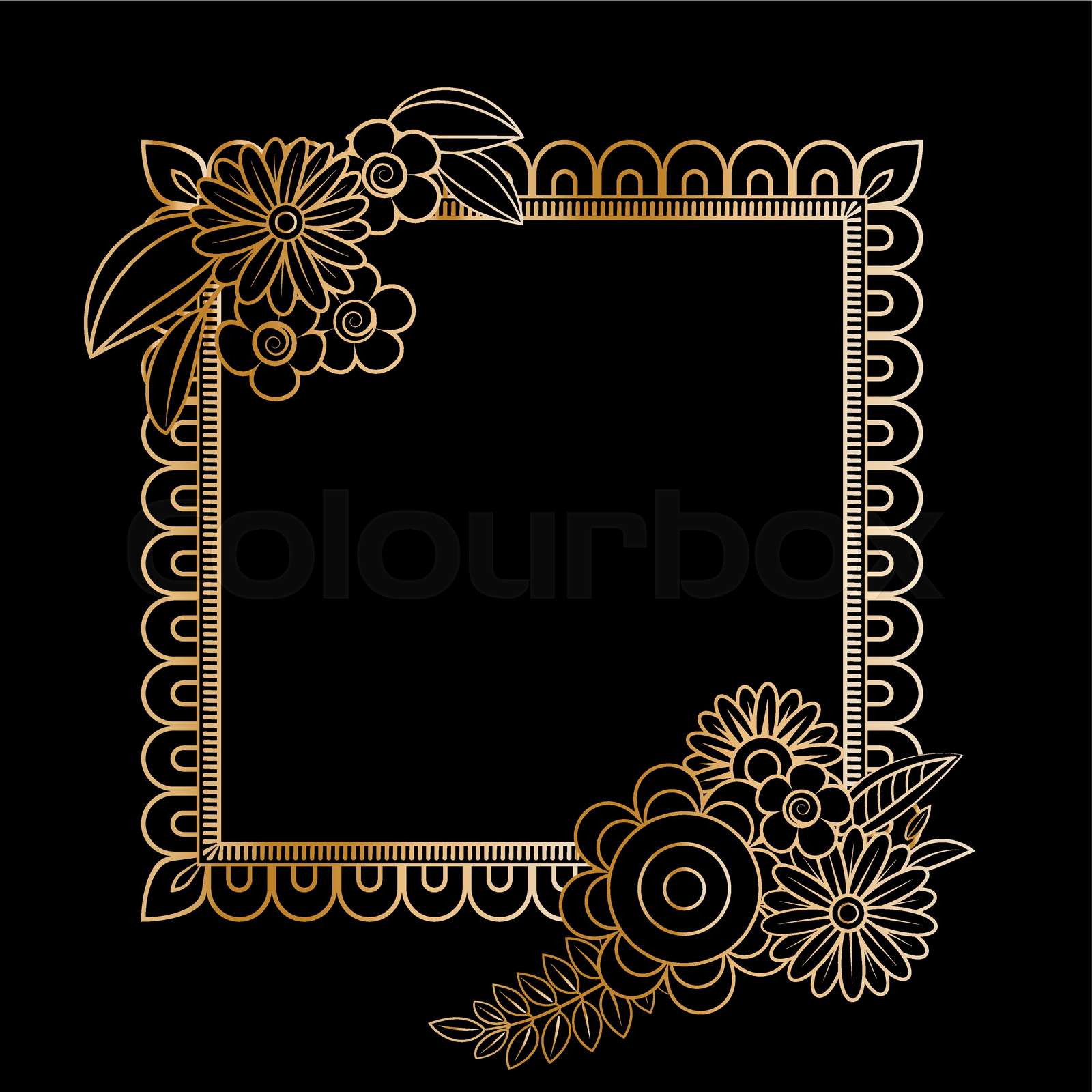 Golden Floral Frame | Stock vector | Colourbox