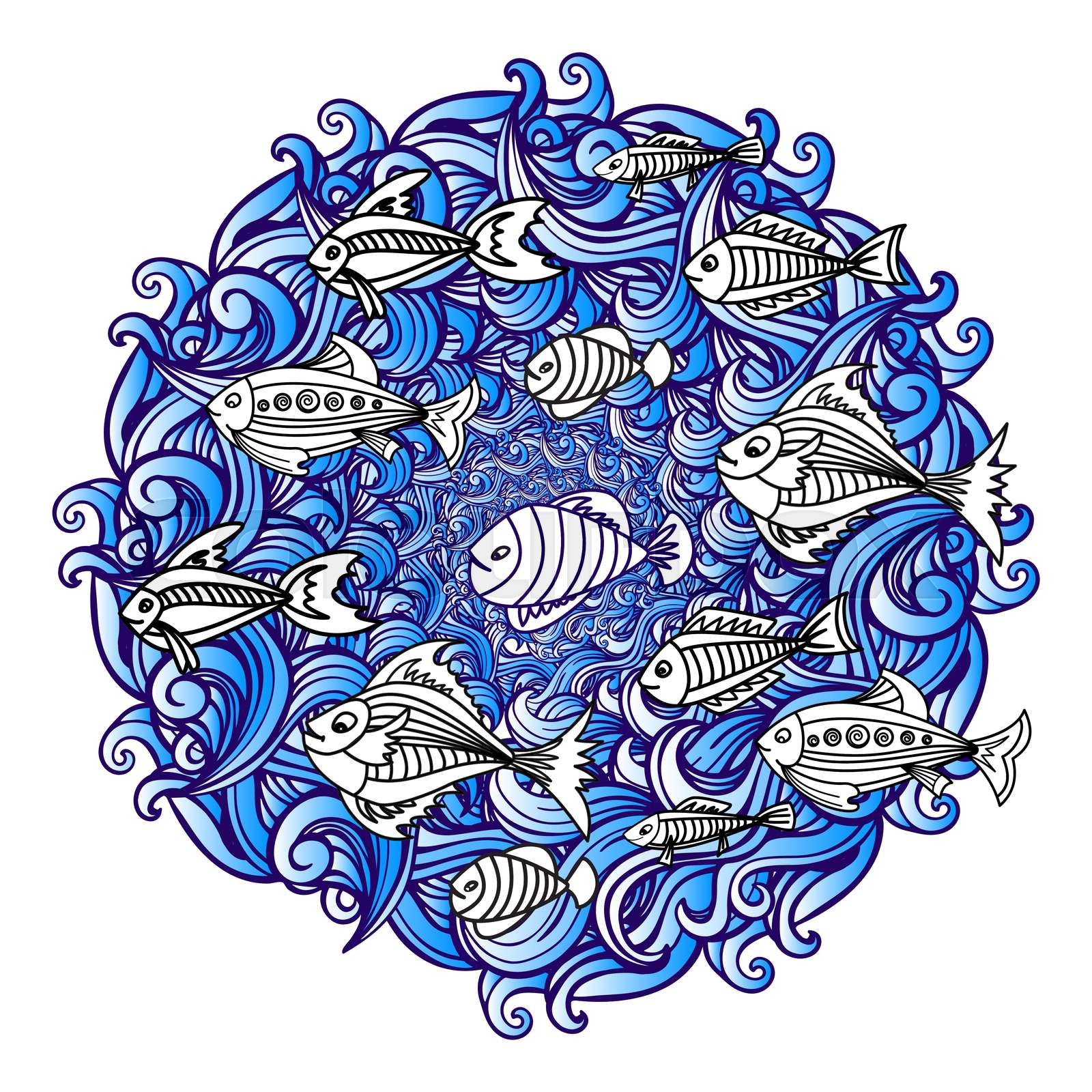 Sea wave mandala | Stock vector | Colourbox