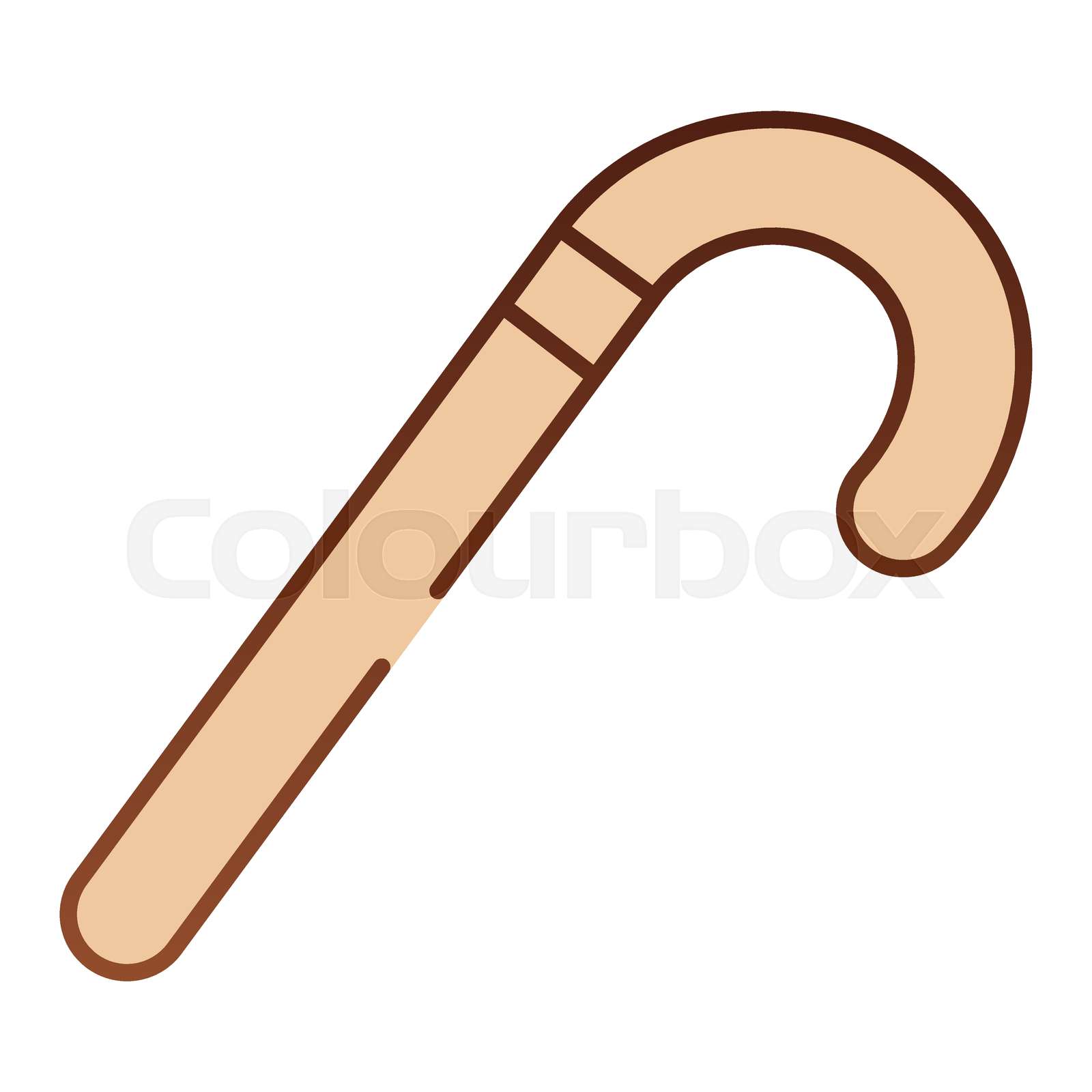 Walking cane flat icon. Stick brown icons in trendy flat style ...