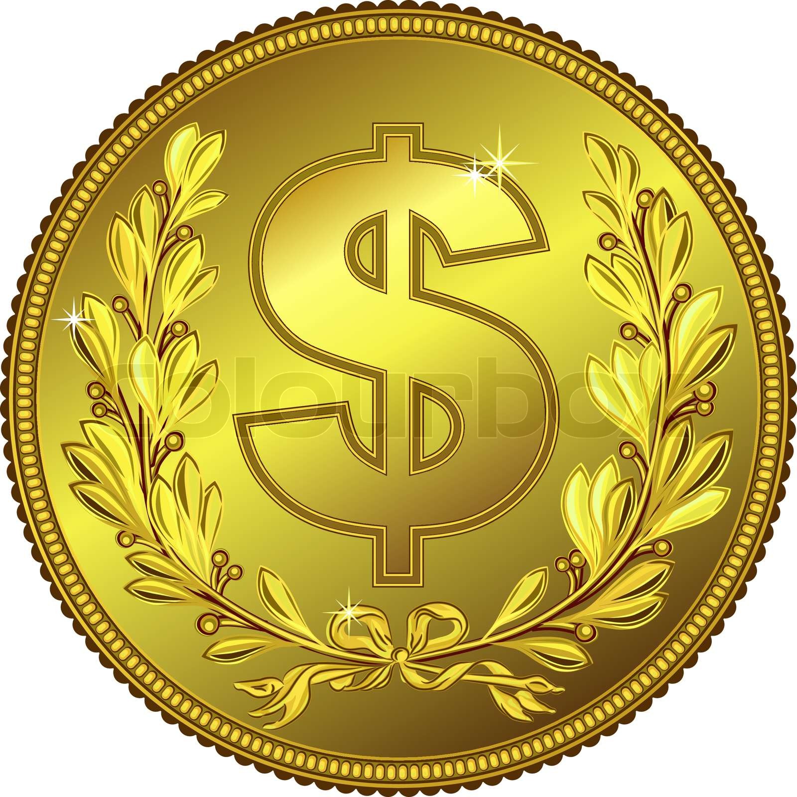 vector gold Money Dollar coin | Stock vector | Colourbox