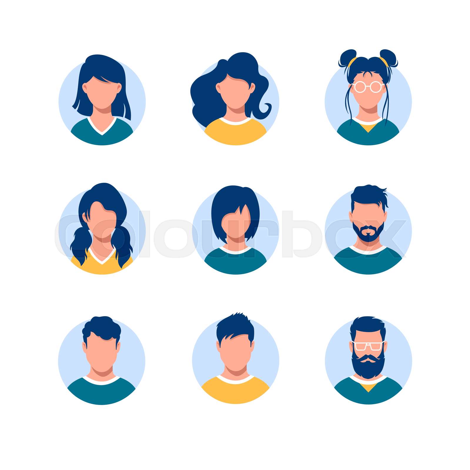 Bundle of round people avatars | Stock vector | Colourbox