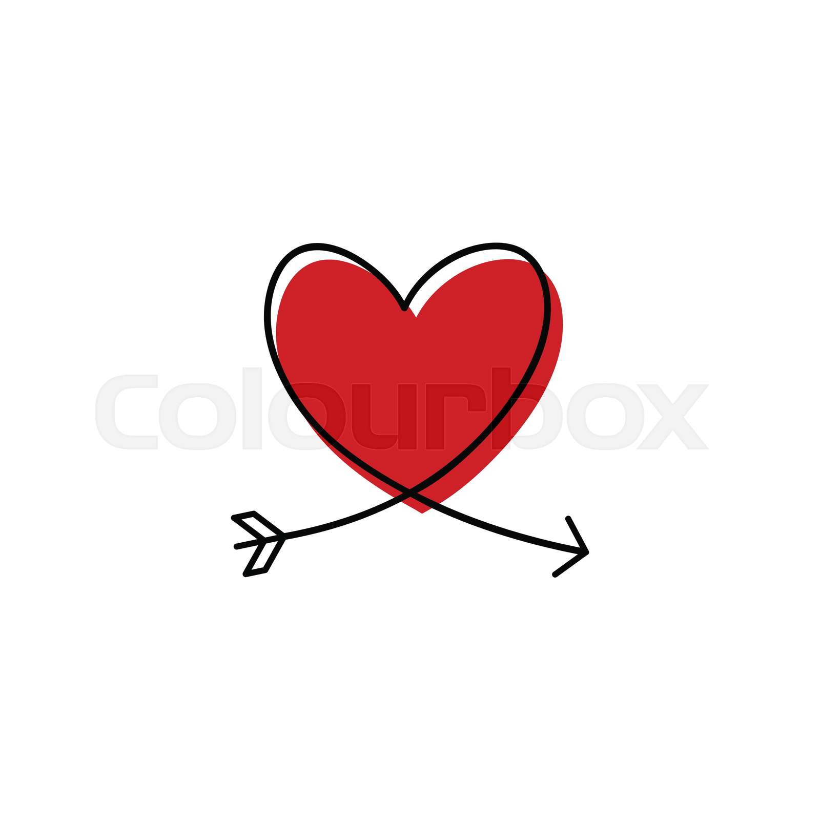 Cupid's arrow in the continuous drawing of lines in the form of a heart ...