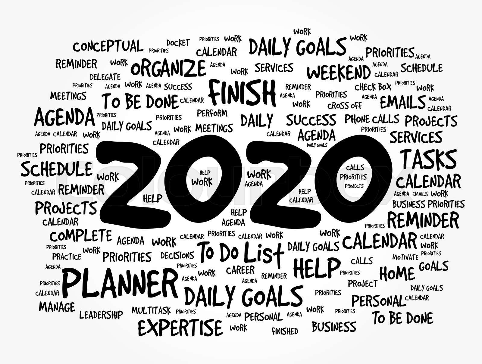 2020 New Year Goals word cloud | Stock vector | Colourbox