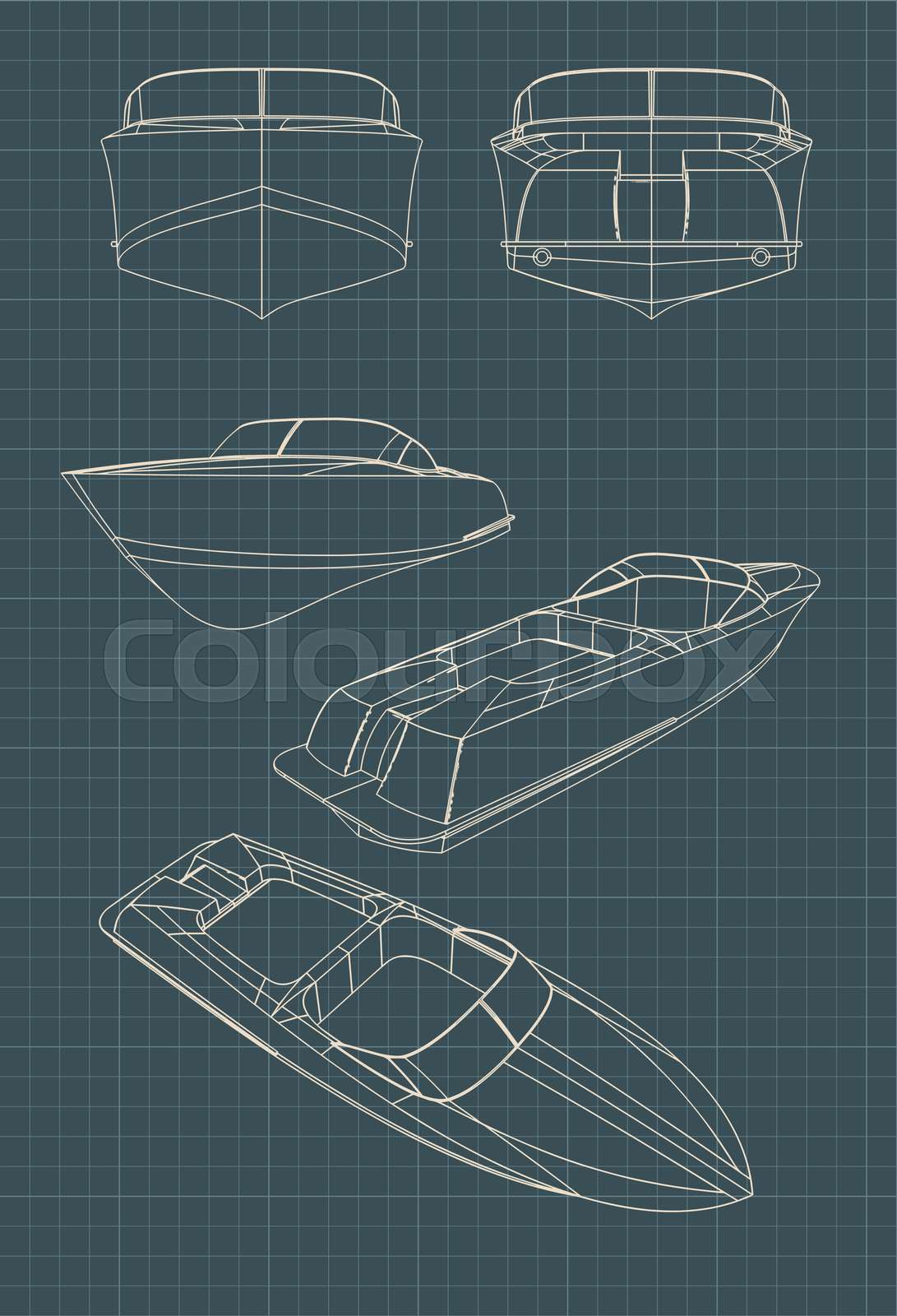 Speed Boat Blueprints | Stock vector | Colourbox