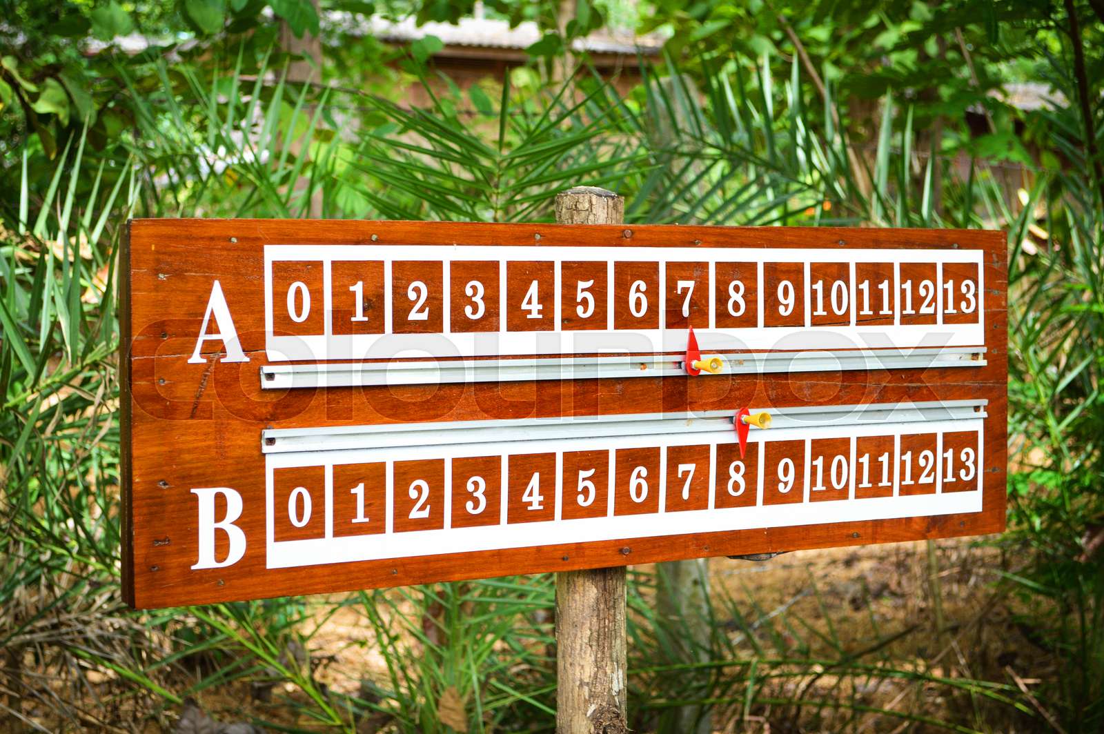 petanque scoreboard / the wooden of white numbers on petanque ...