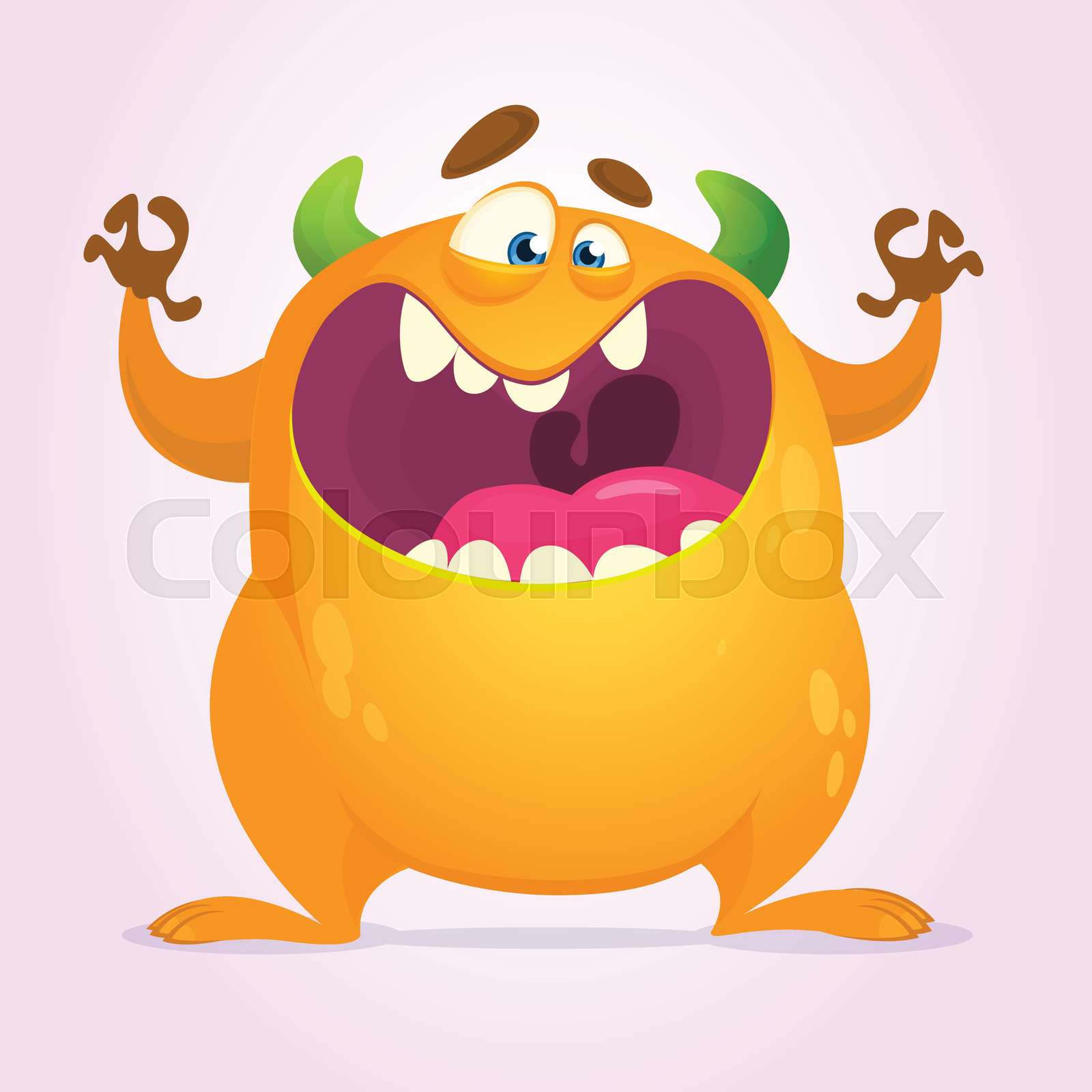 Funny Cartoon Monster Vector Illustration Of Cute Monster Stock