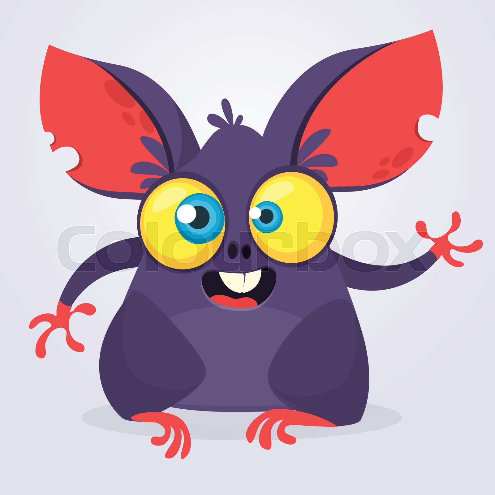 Cartoon black monster with big ears. Vector illustration | Stock vector ...