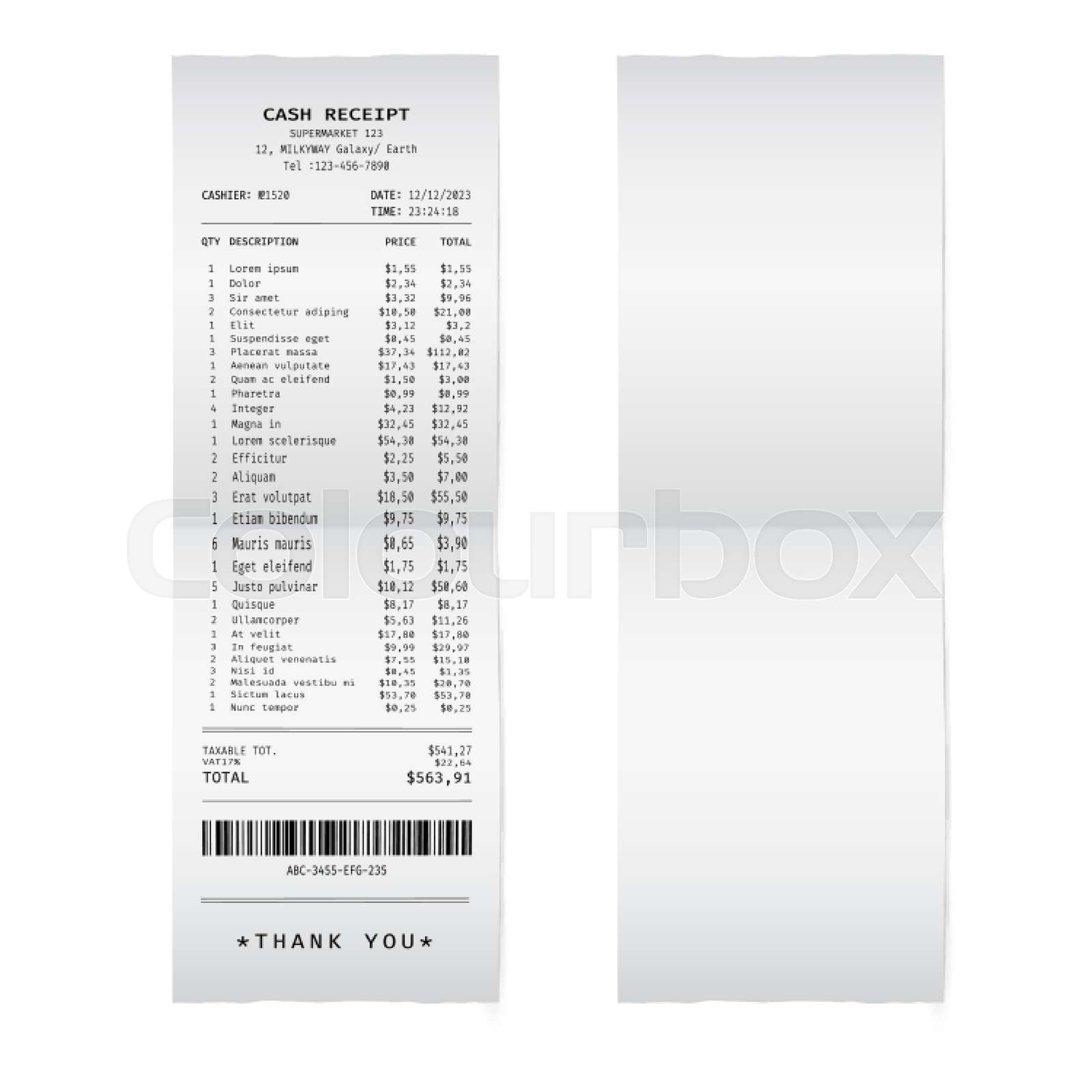 Template of a shop receipt. Mockup of a check from mall | Stock vector ...