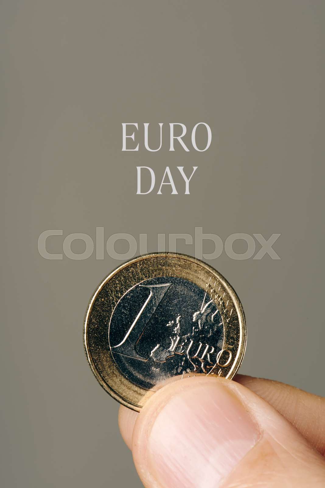 one euro coin and text euro day | Stock image | Colourbox