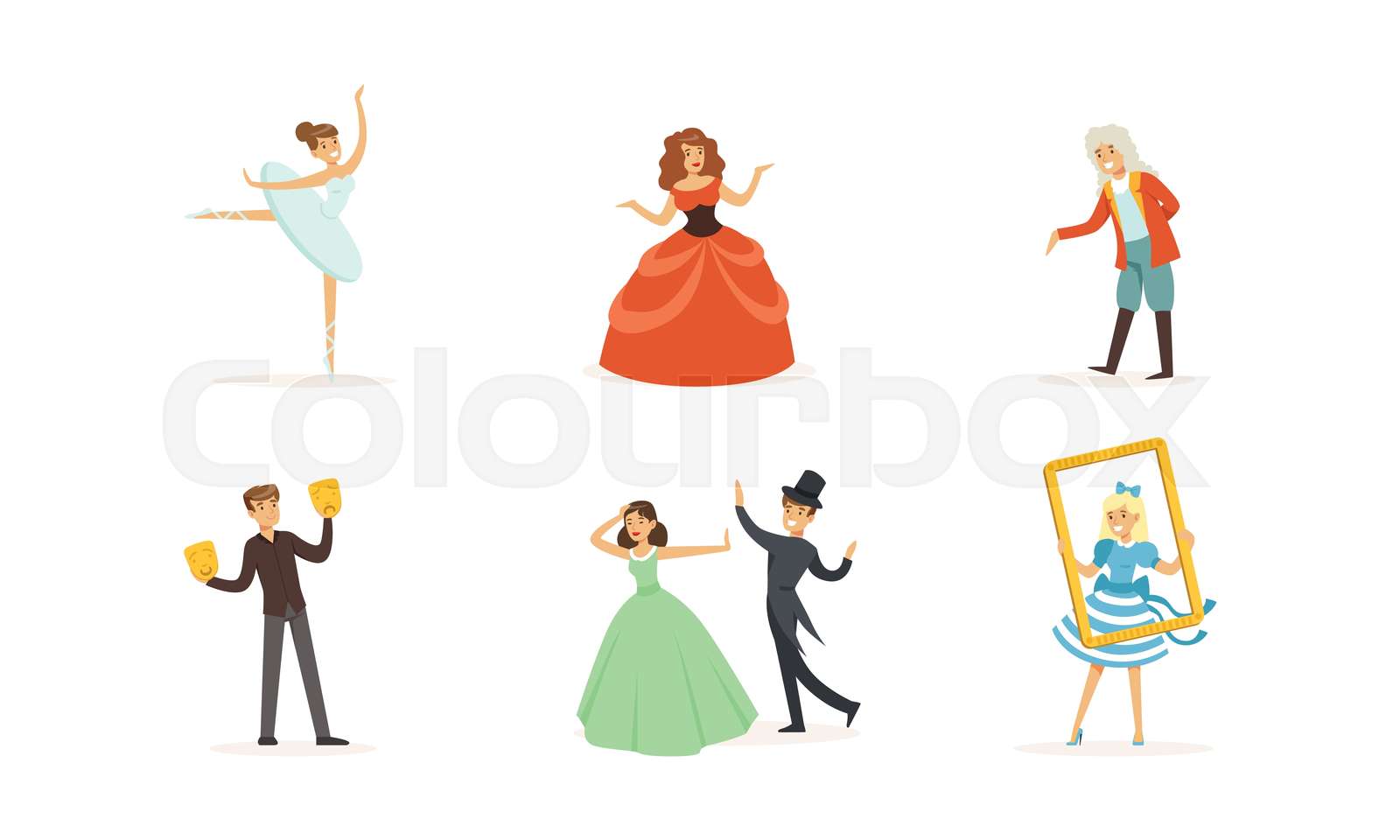 Performer Characters Playing Entertainment Performance on Theater Stage ...