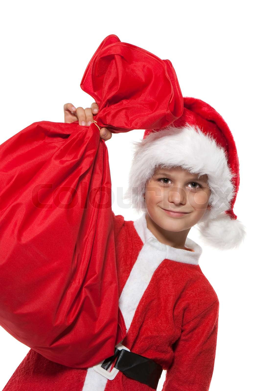 Boy holding a sack | Stock image | Colourbox