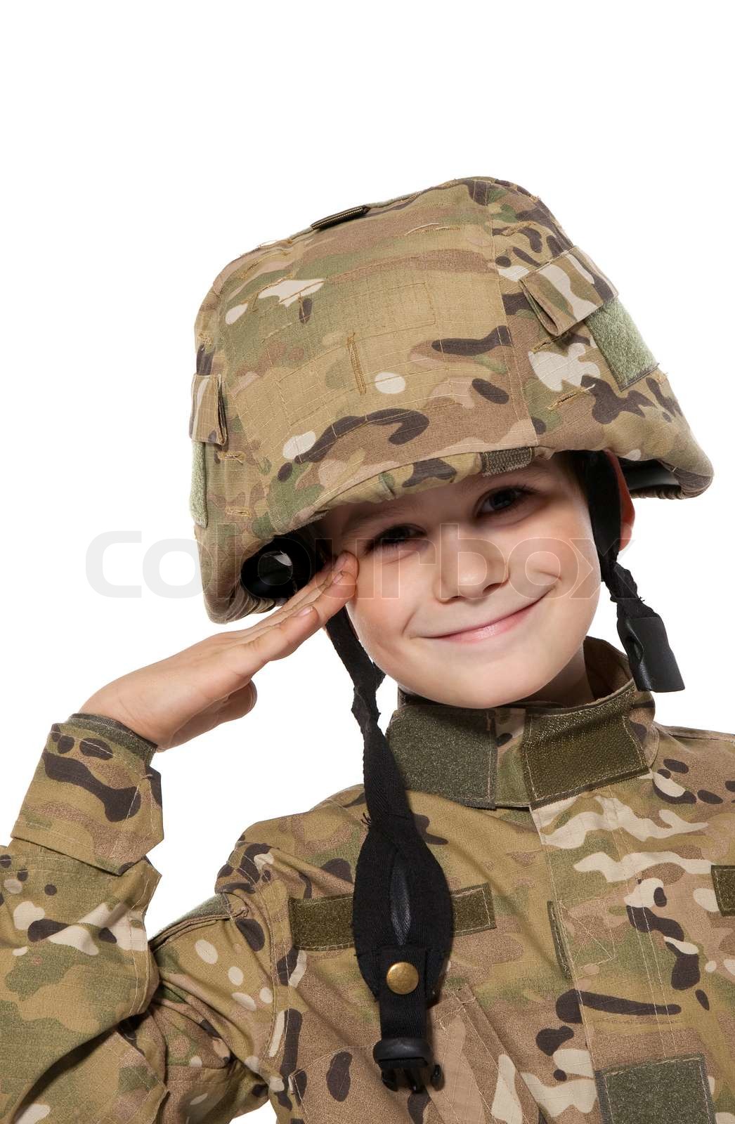 Saluting soldier Young boy | Stock image | Colourbox