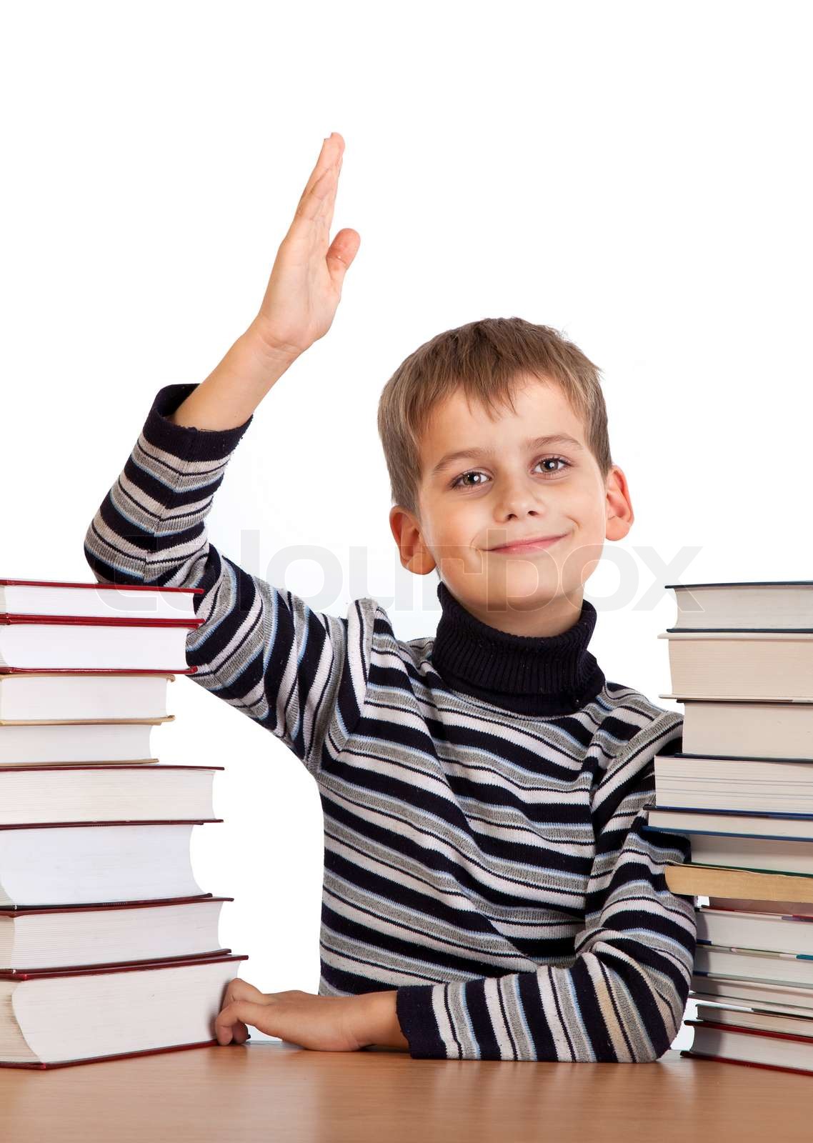 Cheerful Schoolboy ready to answer question | Stock image | Colourbox