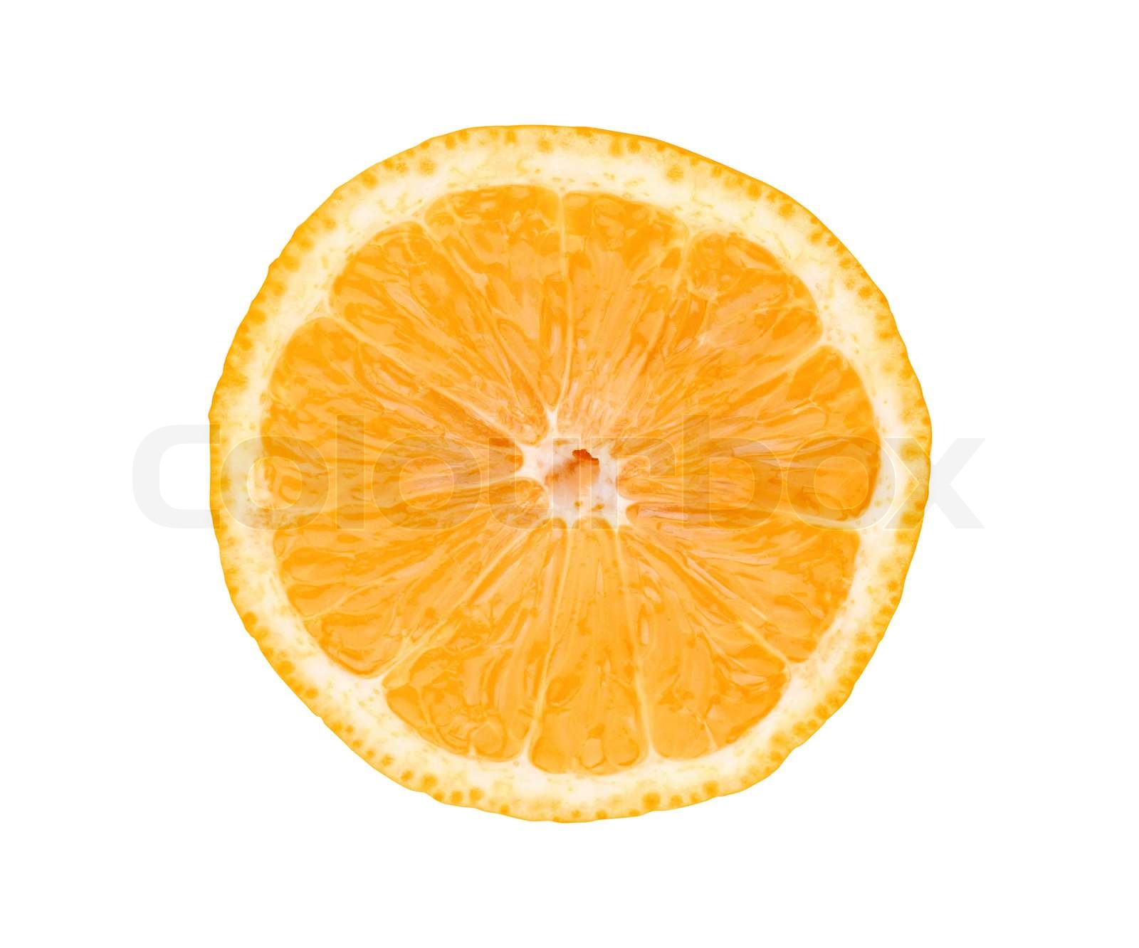 große frische saftige orange Slice isoliert auf weiss | Stock Bild ...