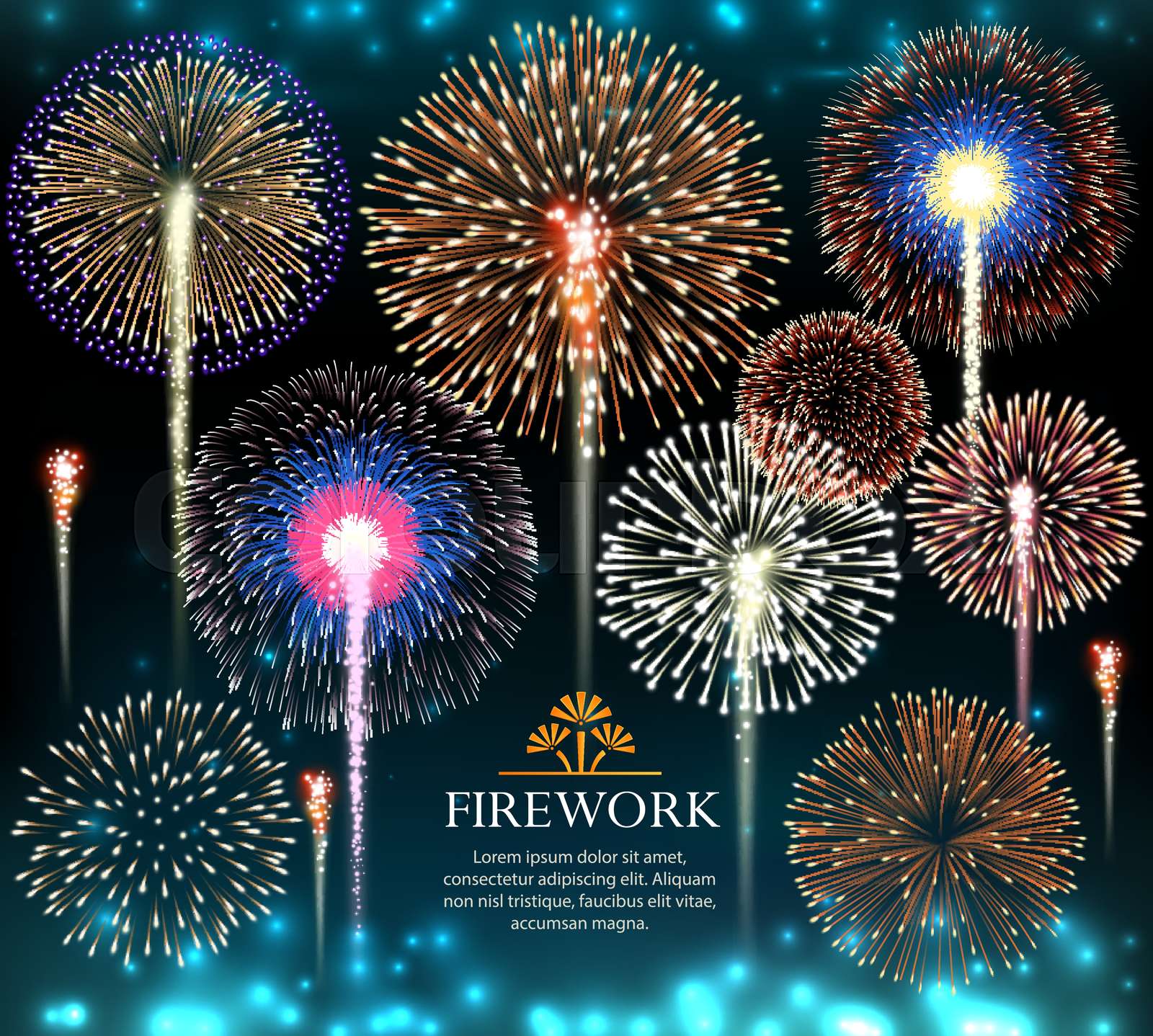 Set of fireworks, invitation to a holiday. Vector illustration | Stock ...