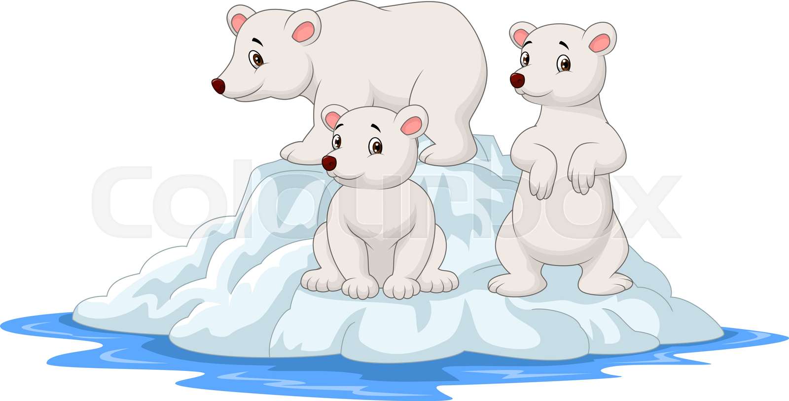 Cartoon polar bears family on icebergs | Stock vector | Colourbox