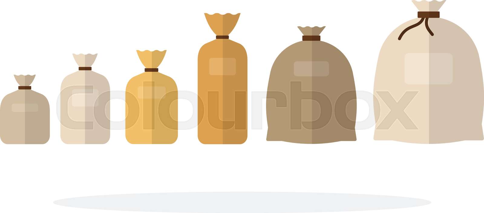 Tied sacks of different sizes flat isolated | Stock vector | Colourbox
