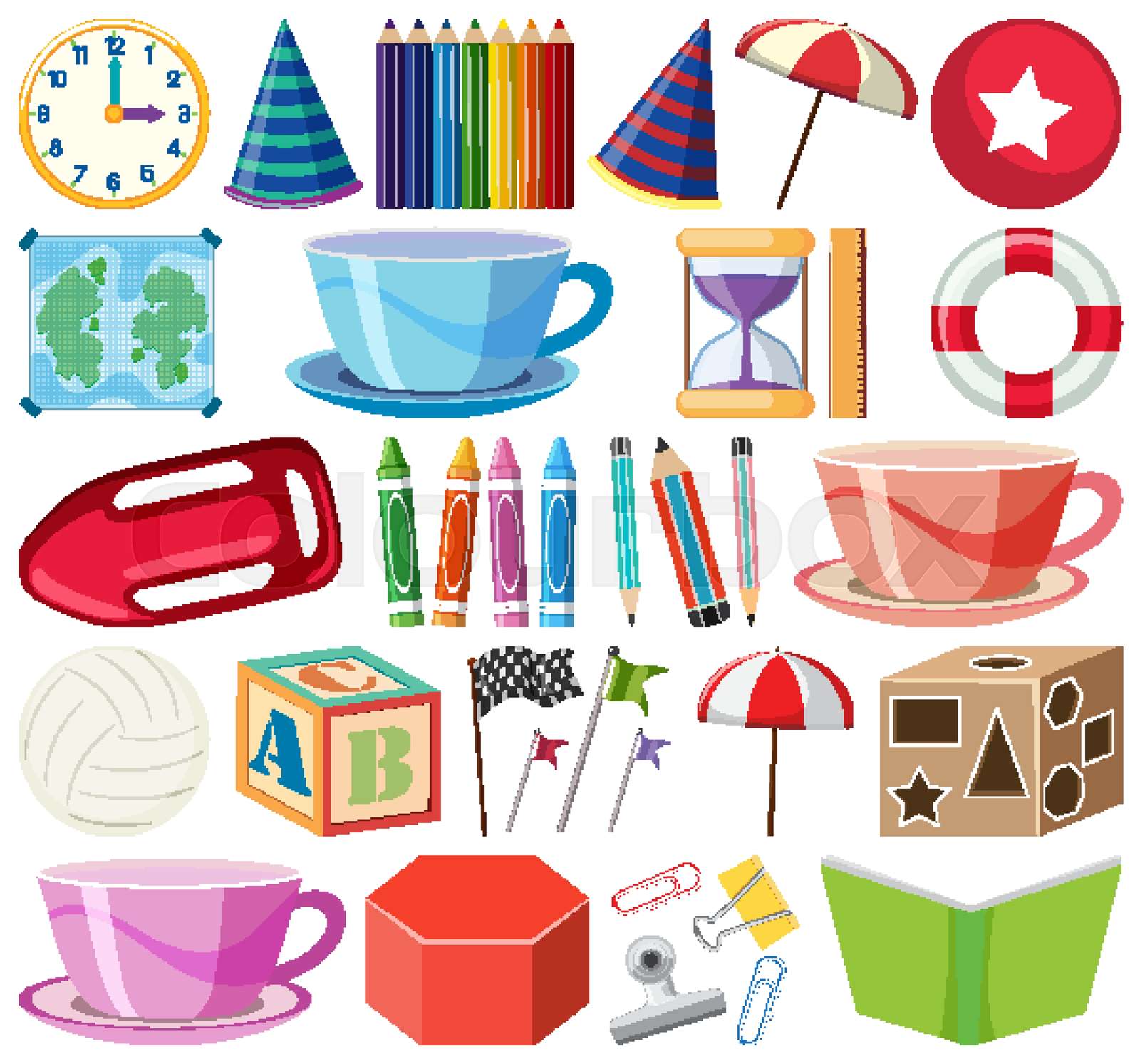 Set of isolated objects theme stationery | Stock vector | Colourbox