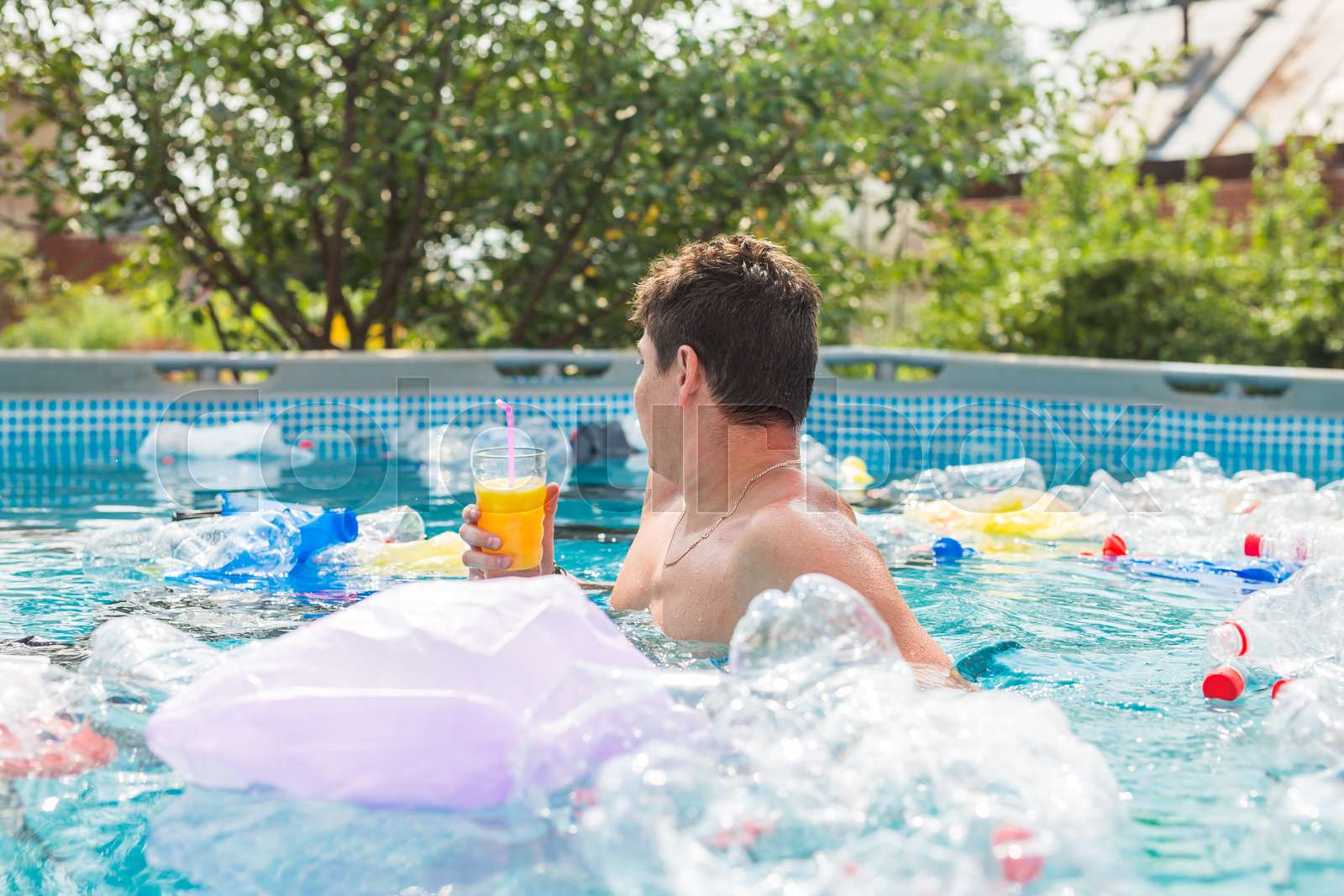 Ecology, plastic trash, environmental emergency and water pollution ...