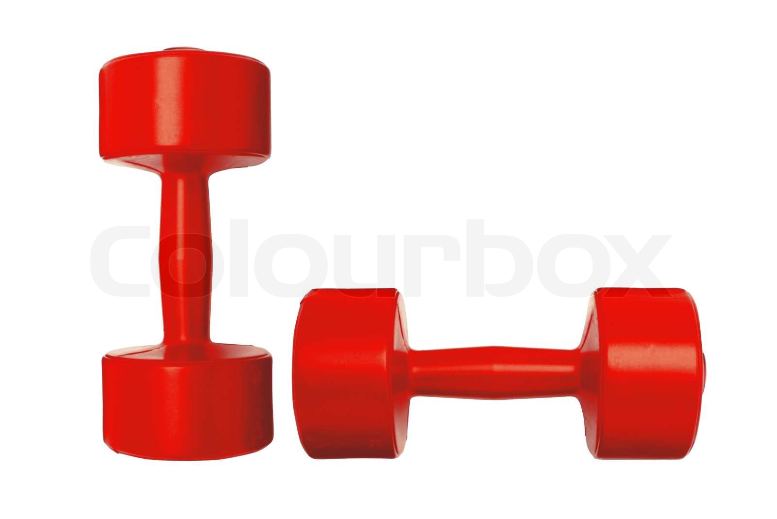 Red dumbbells fitness isolated on white | Stock image | Colourbox