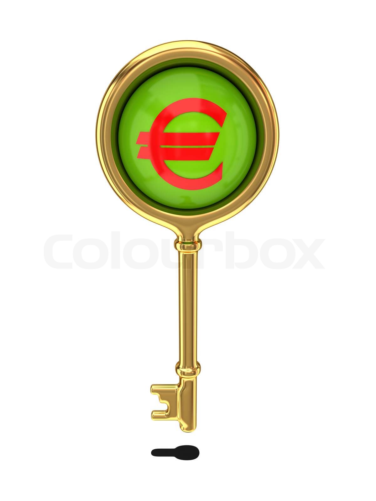 Golden key with a euro sign | Stock image | Colourbox