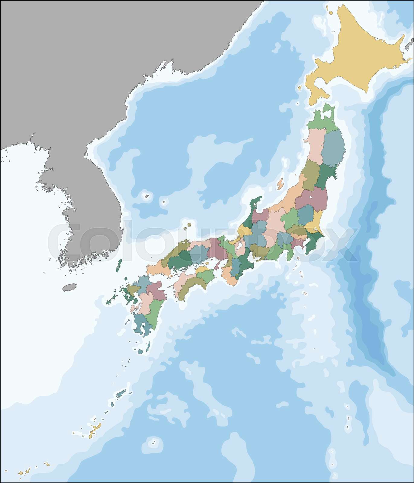 Vector map of Japan divided into 47 prefectures | Stock vector | Colourbox