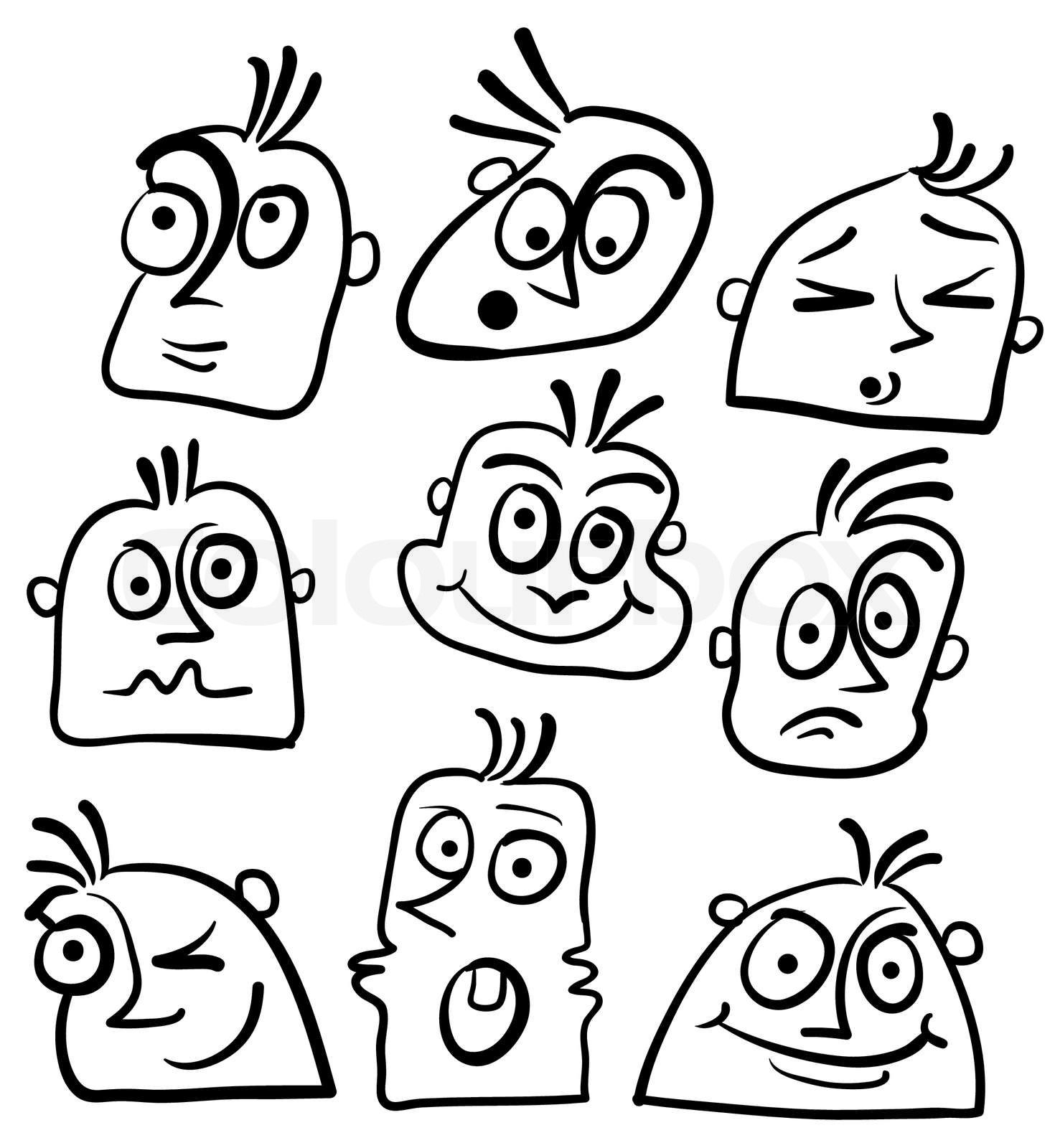 dibujos animados, cara, loco | Vector de archivo | Colourbox