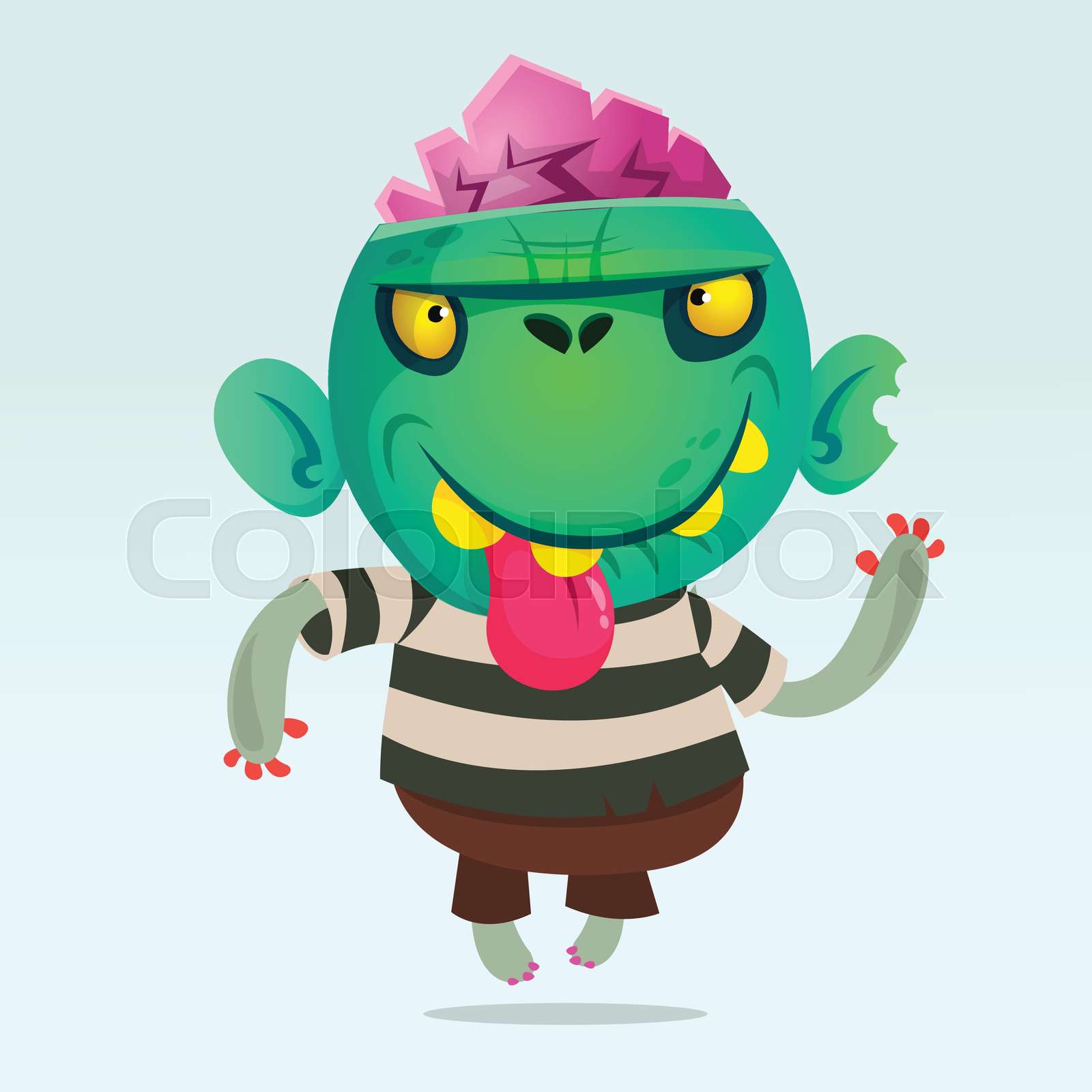 Cartoon funny zombie. Halloween vector illustration of scary monster ...