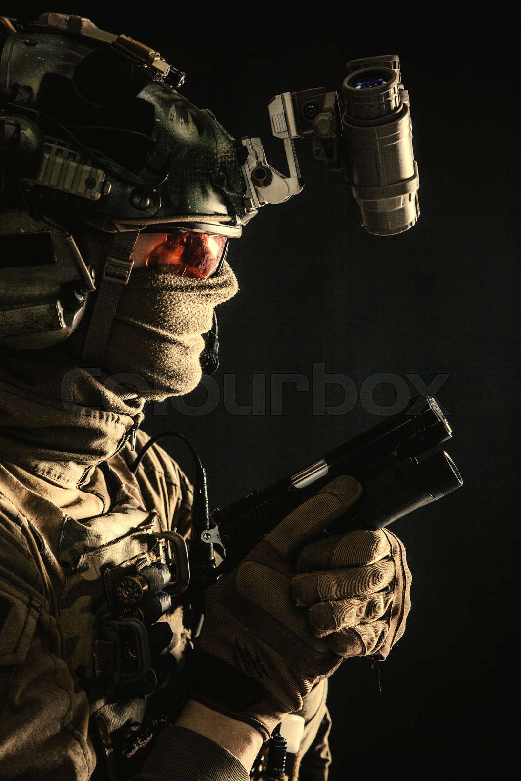Elite commando soldier sneaking with pistol in hand | Stock image ...