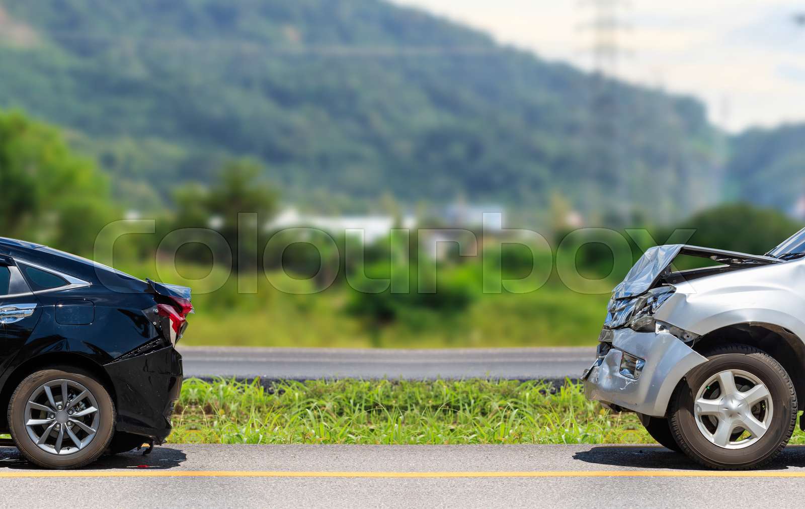 Car accident involving two cars on the road | Stock image | Colourbox