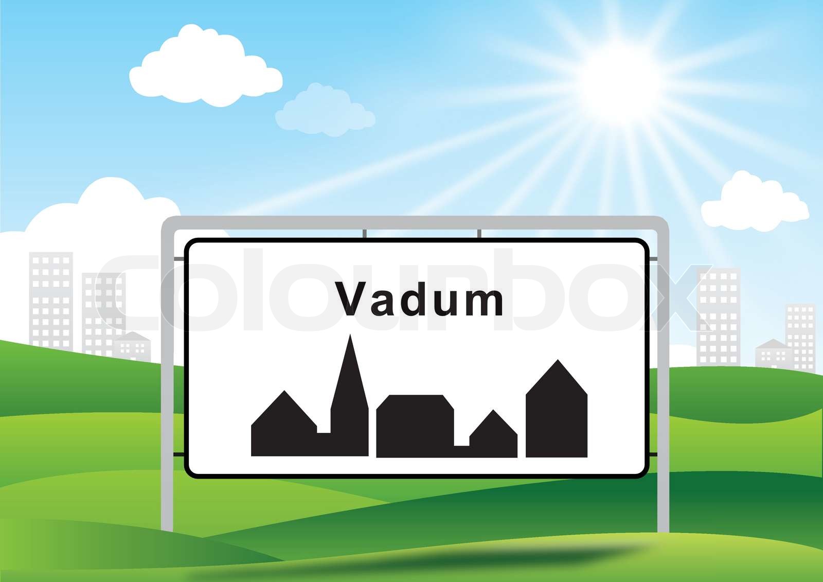 Vadum byskilt illustration i vektor | Stock vektor | Colourbox