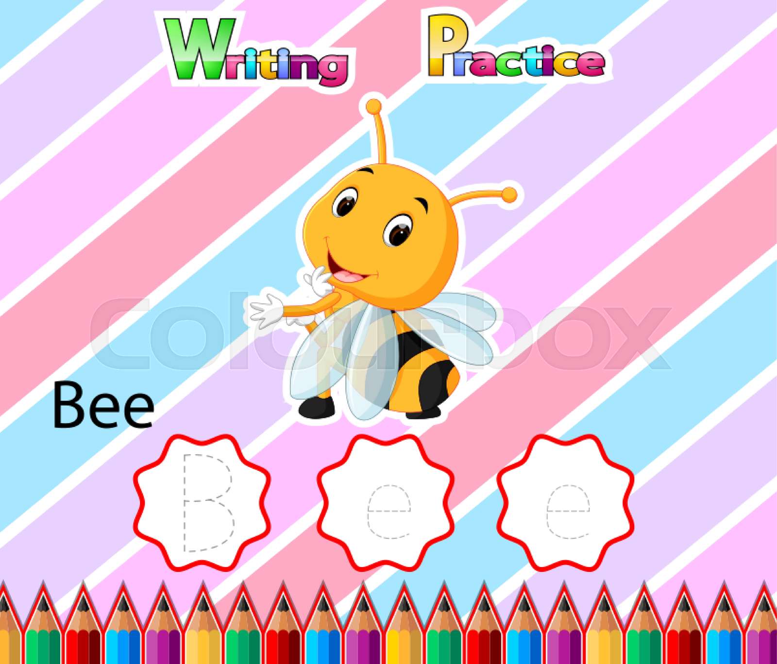 Worksheet Writing practice alphabet B for Bee | Stock vector | Colourbox