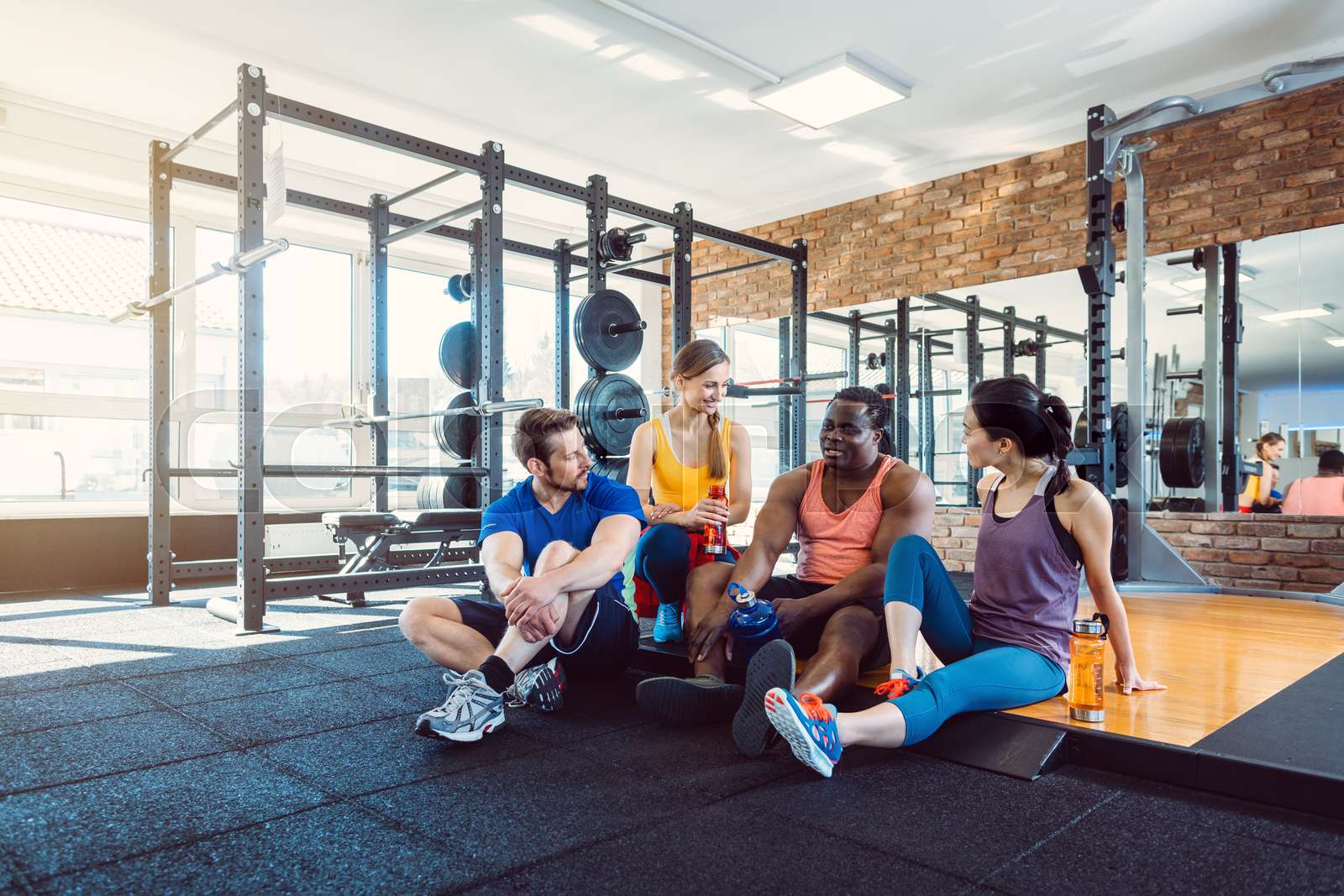 Group of diversity people having fun in the gym | Stock image | Colourbox
