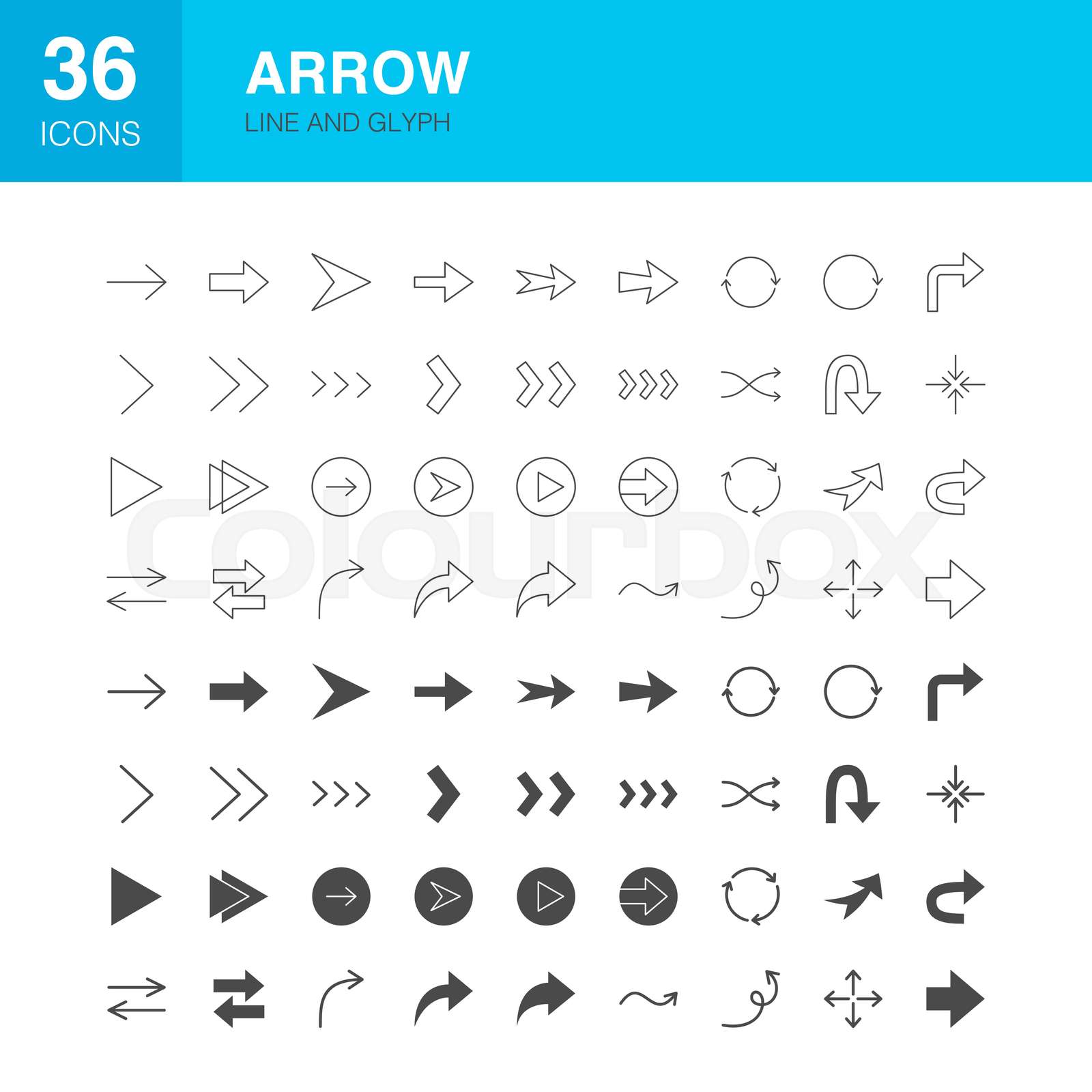 Arrow Line Web Glyph Icons | Stock vector | Colourbox