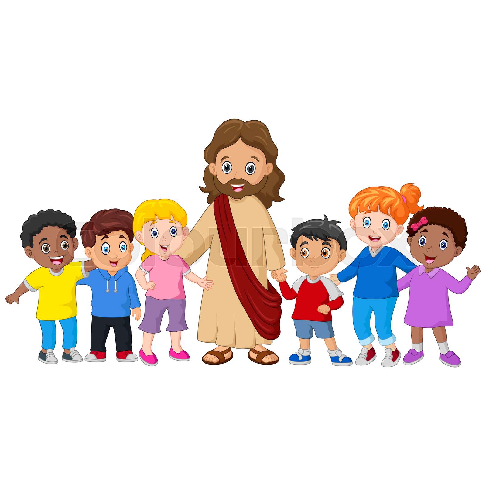 Kids with a Jesus Christ | Stock vector | Colourbox