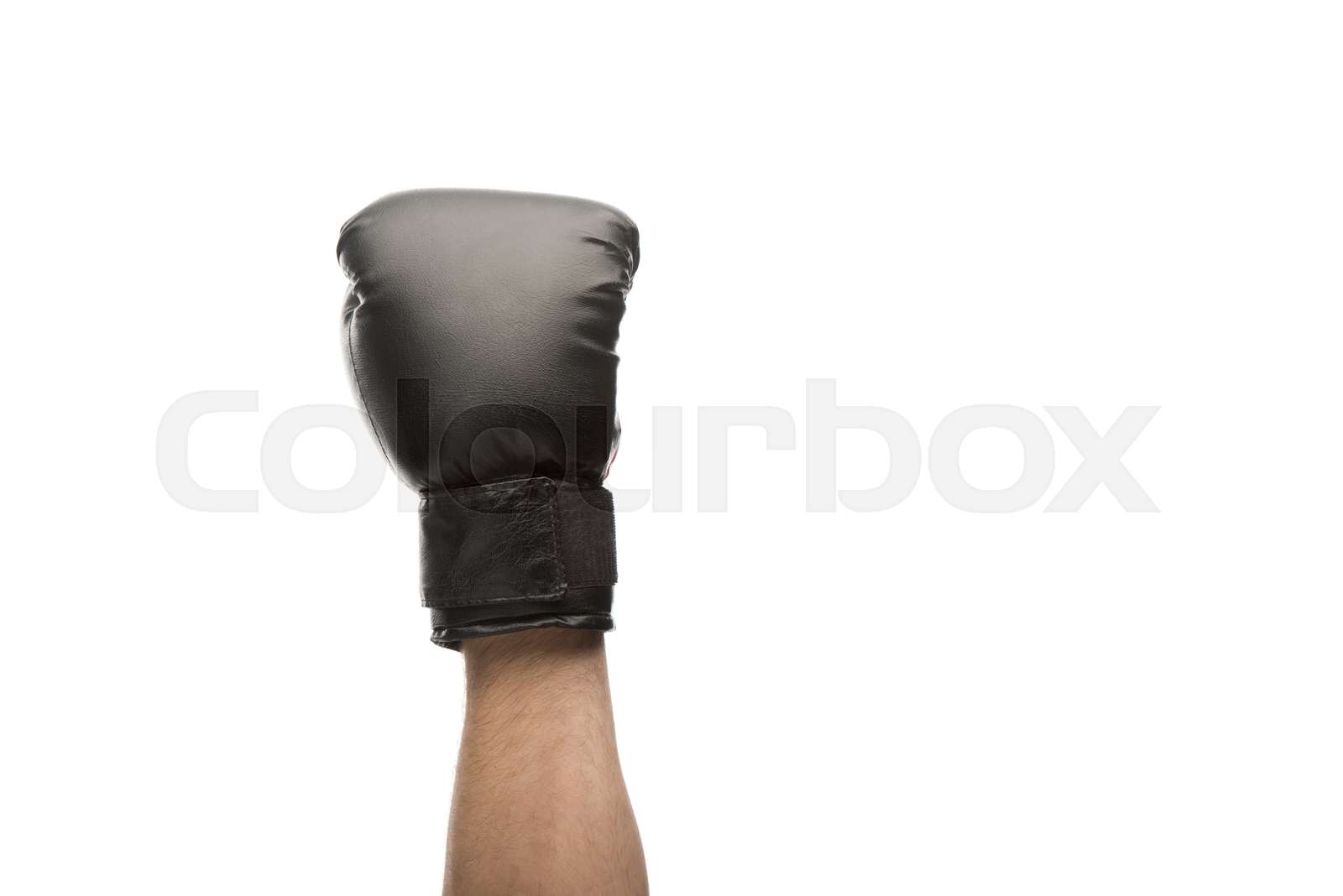cropped view of man in boxing glove isolated on white | Stock image ...