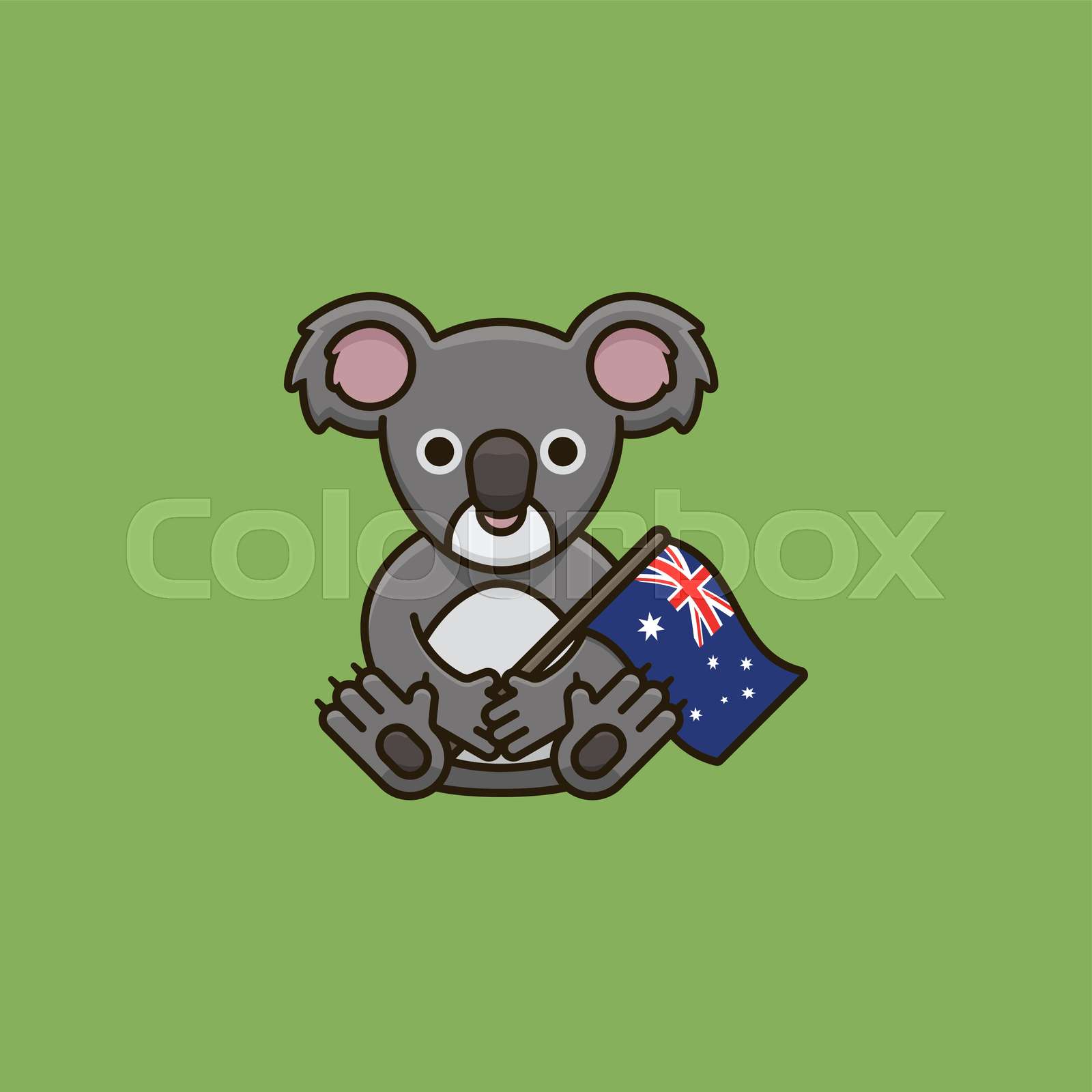 Koala with australian flag vector illustration | Stock vector | Colourbox