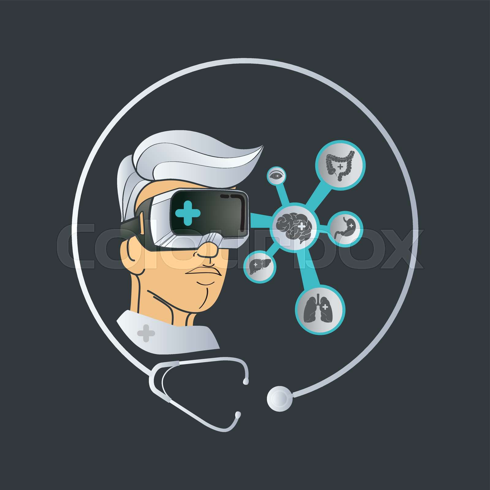 AR and VR healthcare icon logo vector, technology trends healthcare ...