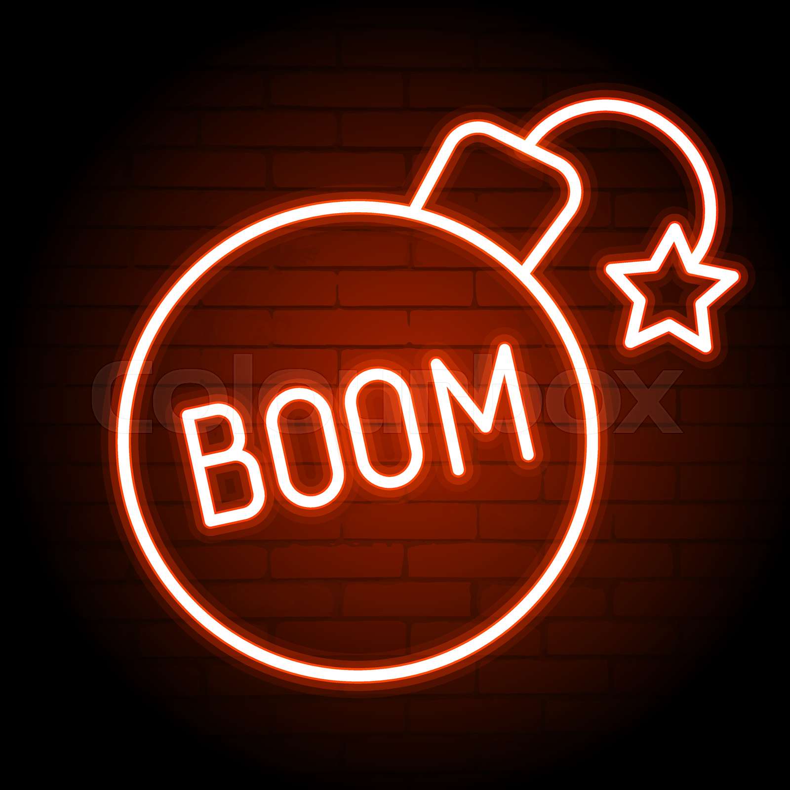 Boom Neon Sign. Glowing Neon Boom Inscription . Night Bright ...