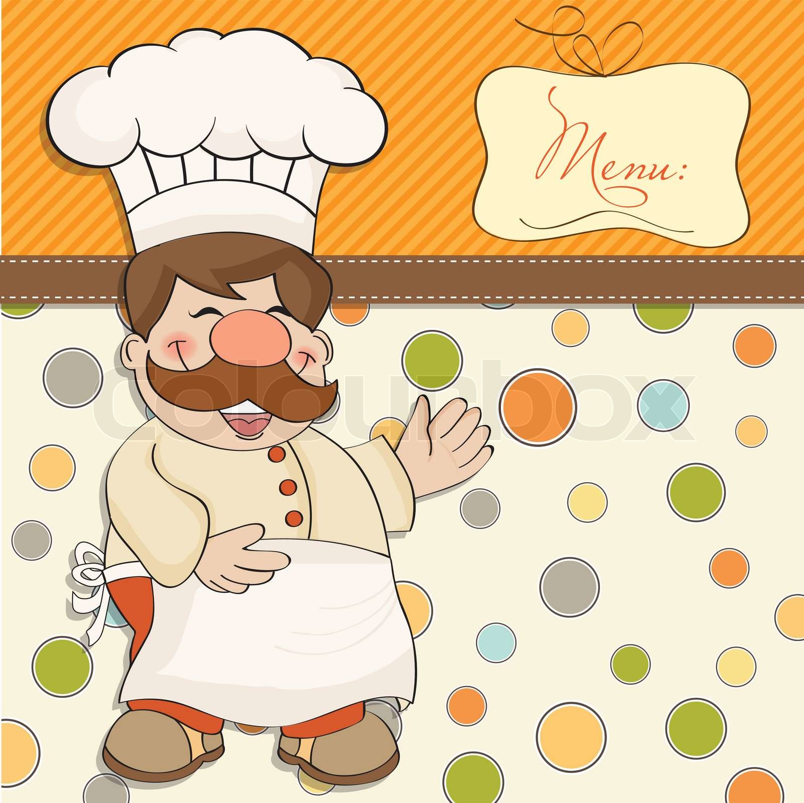 Background with Smiling Chef and Menu | Stock vector | Colourbox