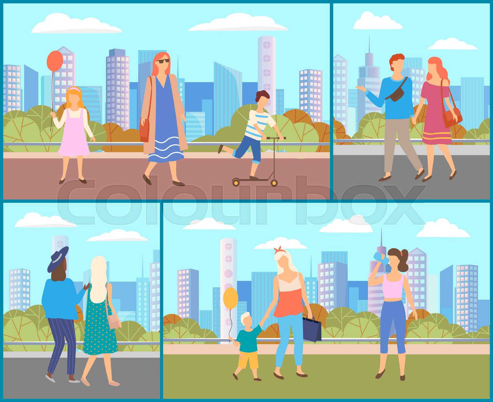 People at City, Cityscape with Citizens Vector | Stock vector | Colourbox