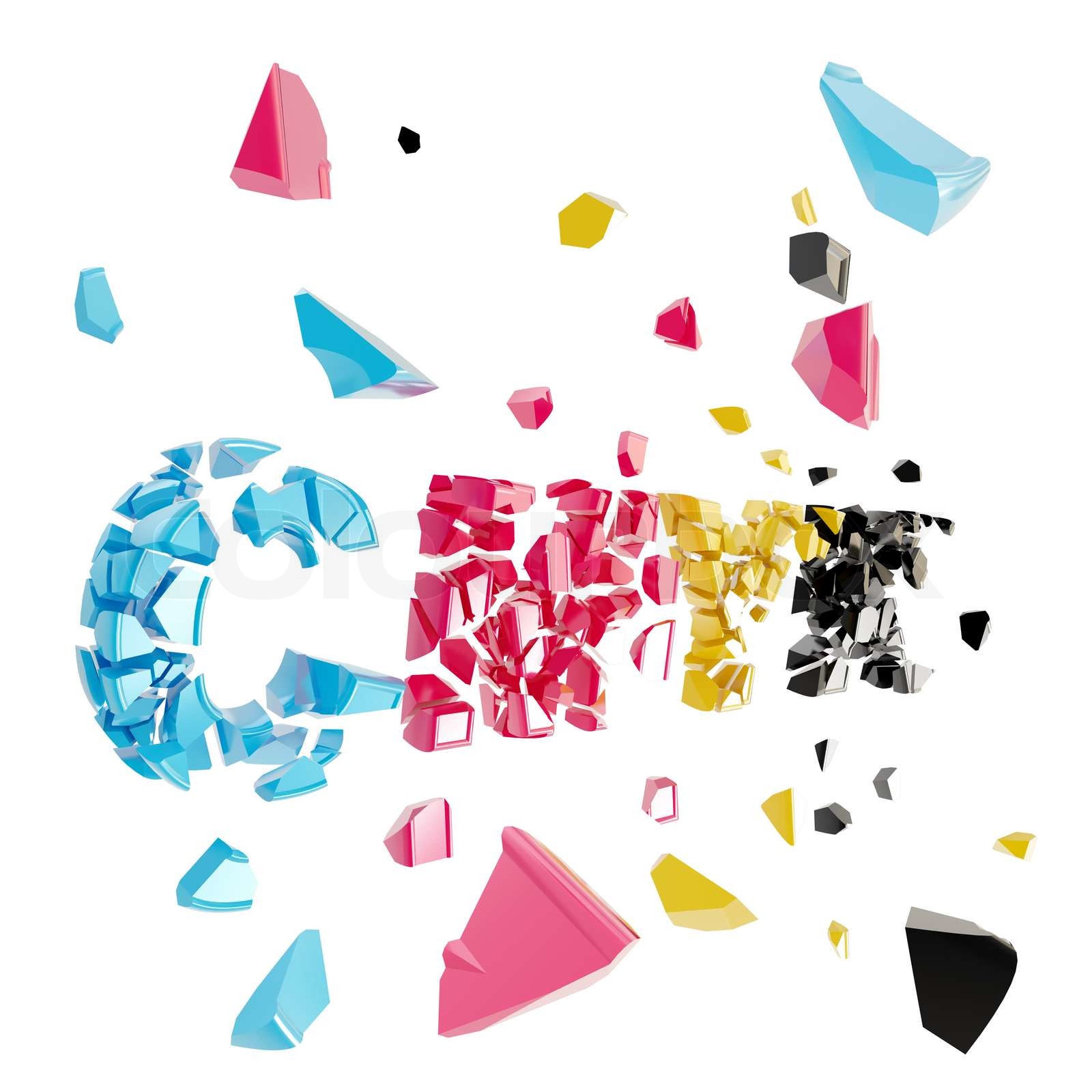 Broken cmyk, smashed word explosion | Stock image | Colourbox