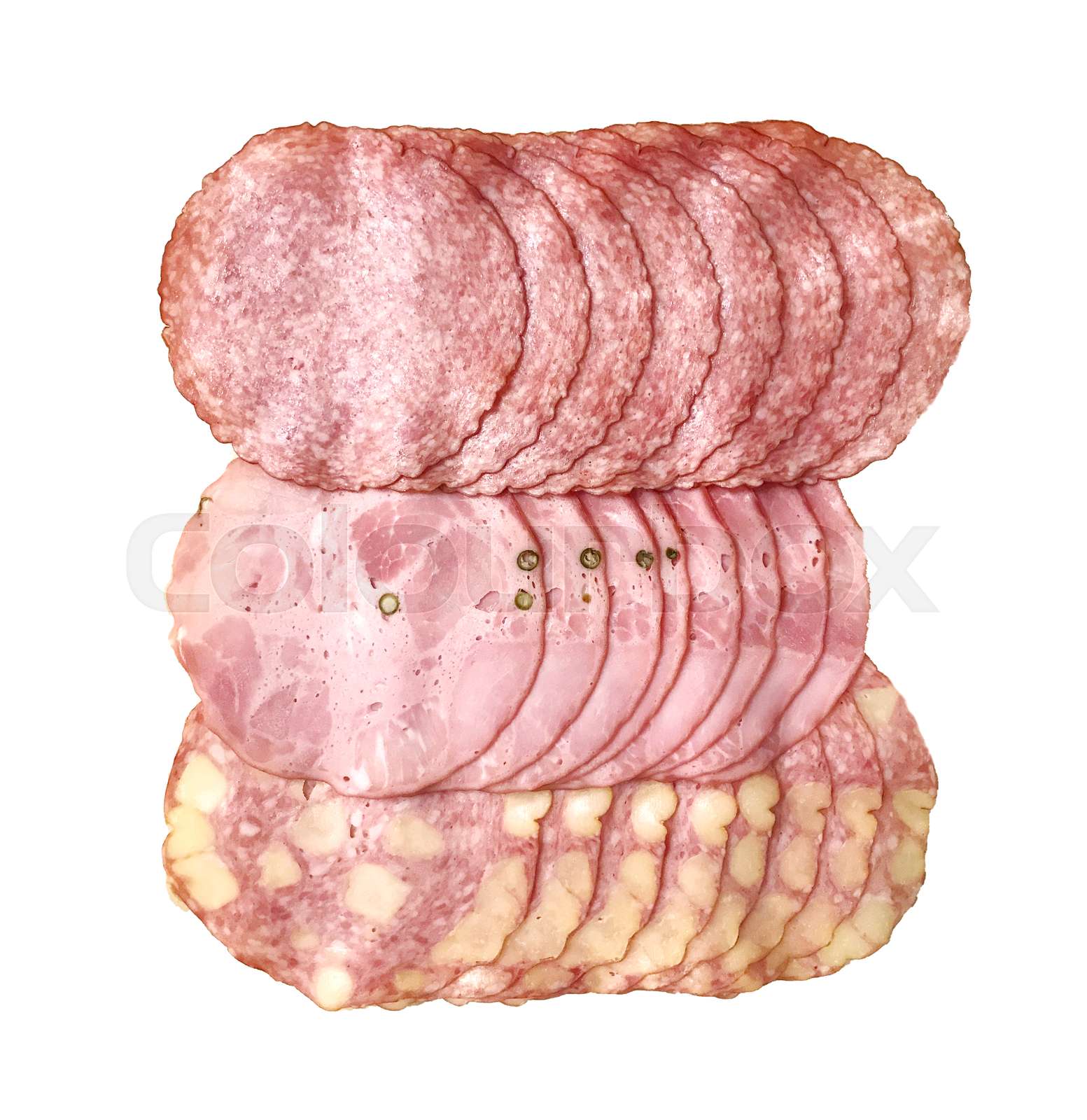 Image Of Boiled-Smoked Salami Isolated Against White Background | Stock image | Colourbox