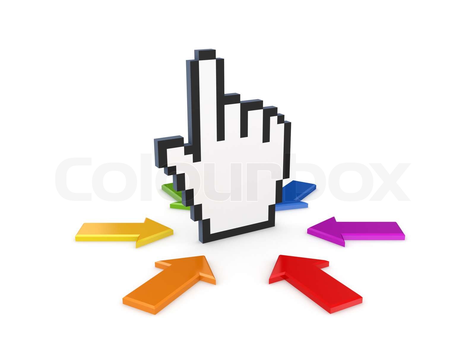 Colorful arrows around cursor | Stock image | Colourbox