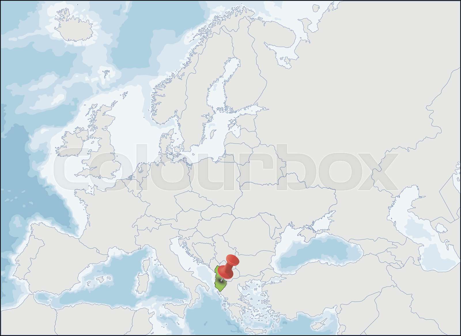 Republic of Albania location on Europe map | Stock vector | Colourbox