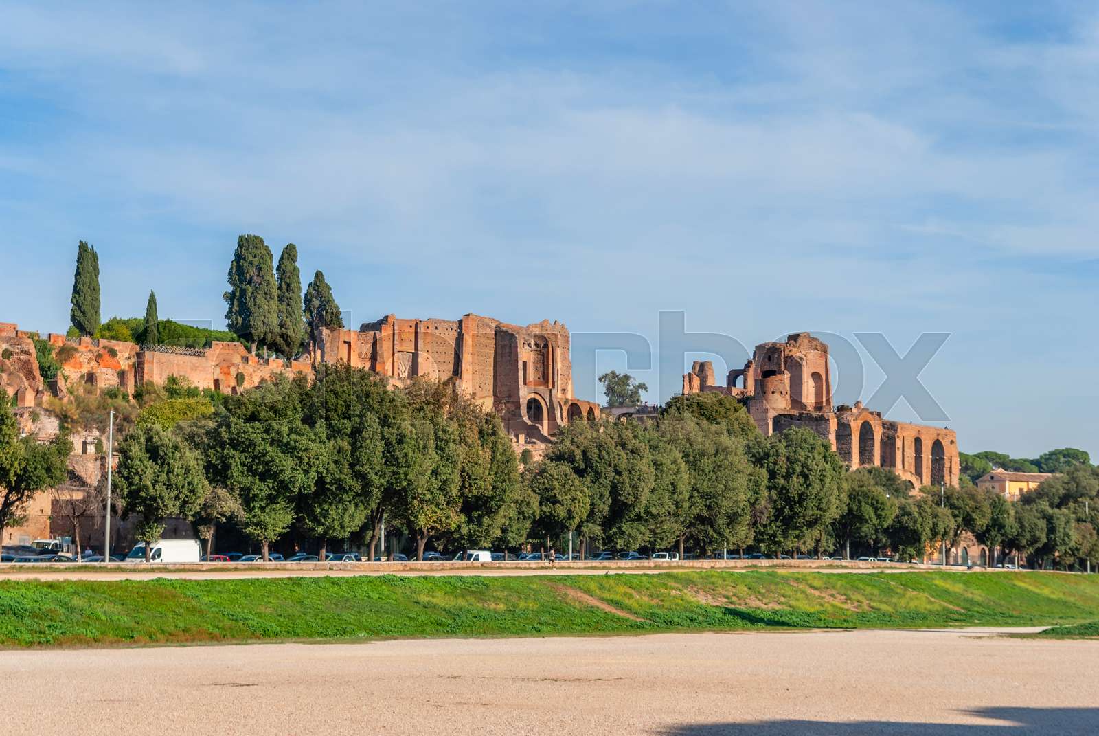Circus Maximus: ancient Roman stadium, the Palatine hill | Stock image ...