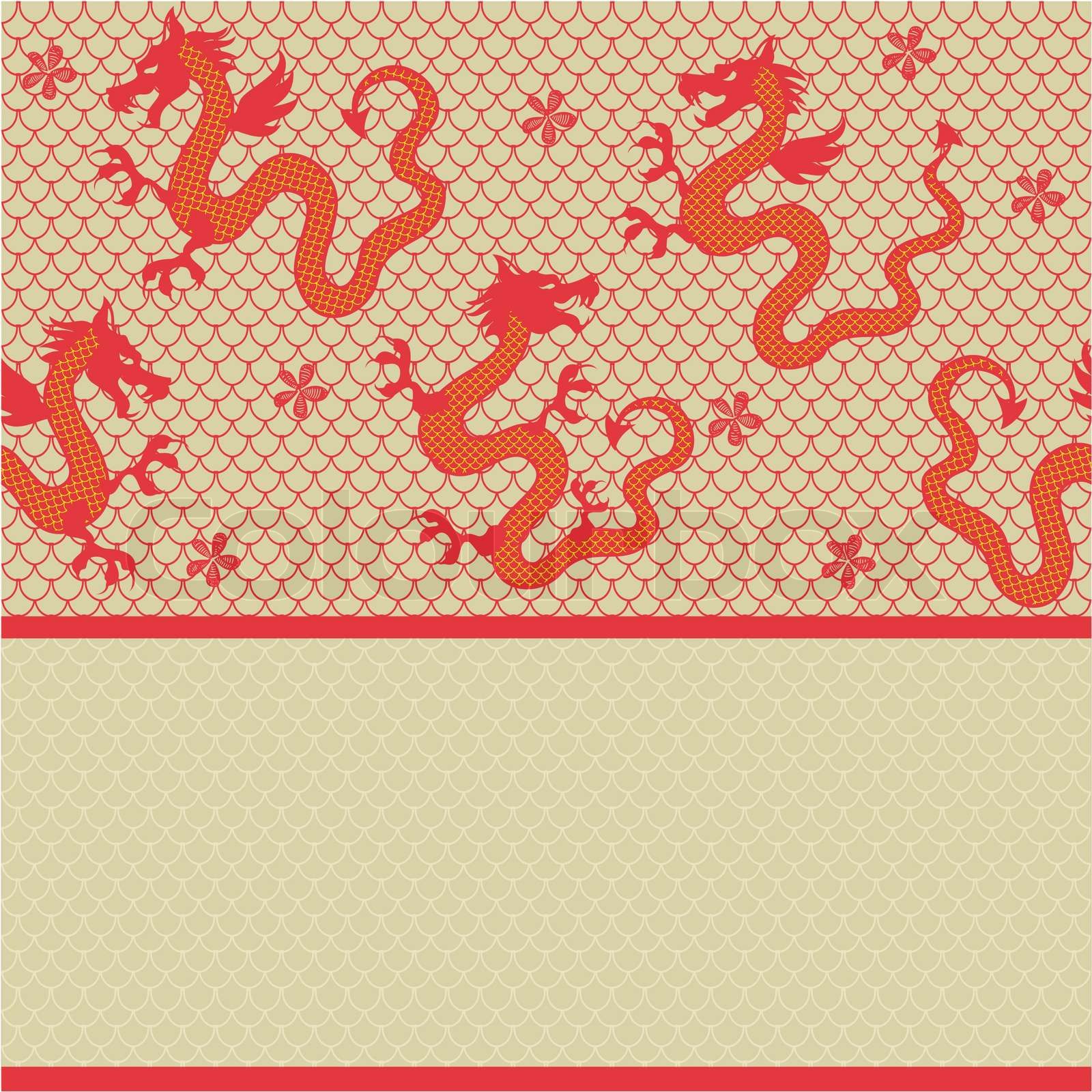 seamless horizontal pattern of the dragon | Stock vector | Colourbox