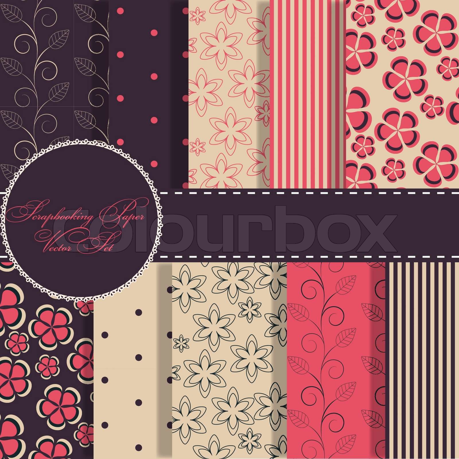set of beaautiful vector red and blue paper for scrapbook | Stock ...
