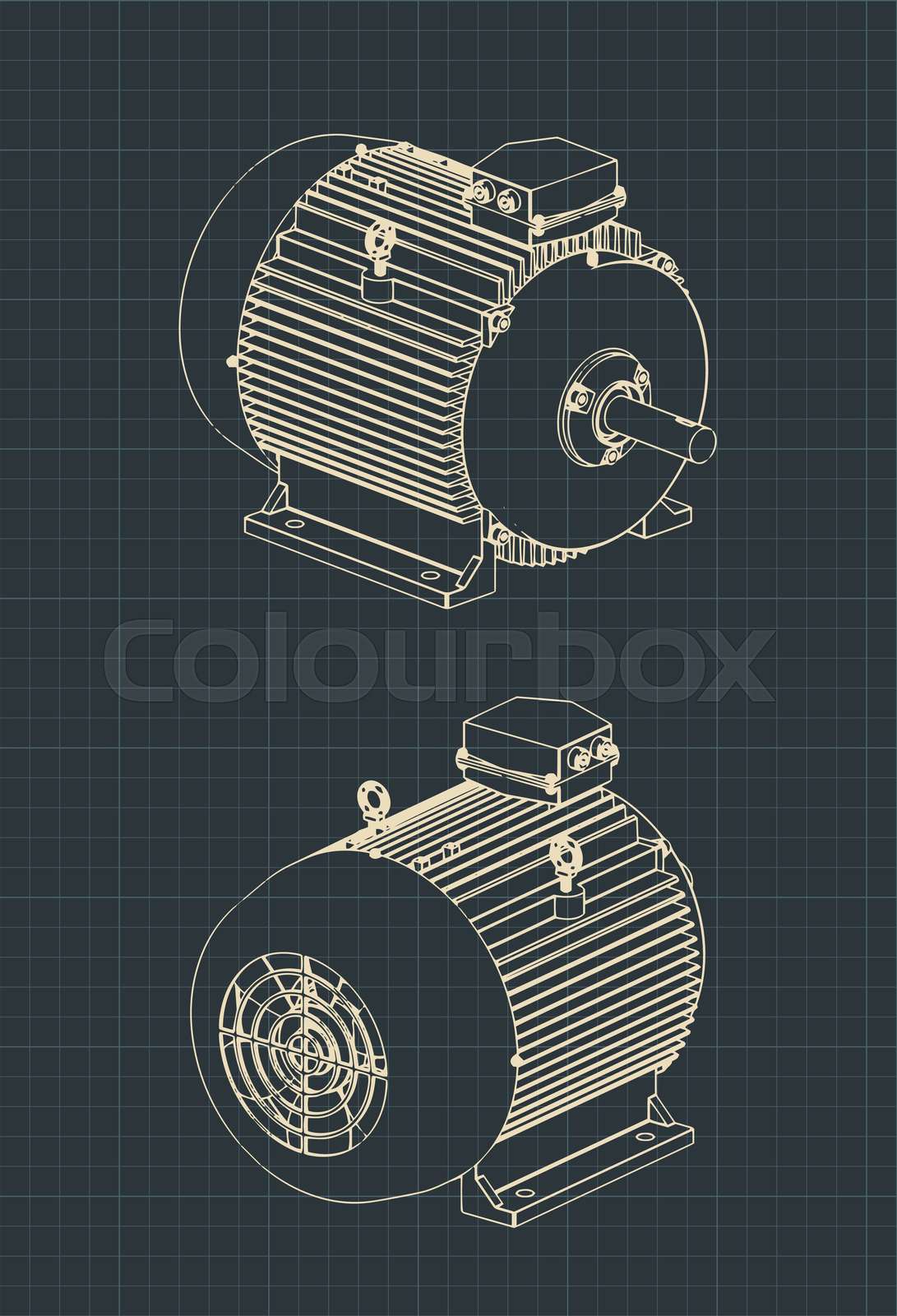 Electric motor blueprints | Stock vector | Colourbox